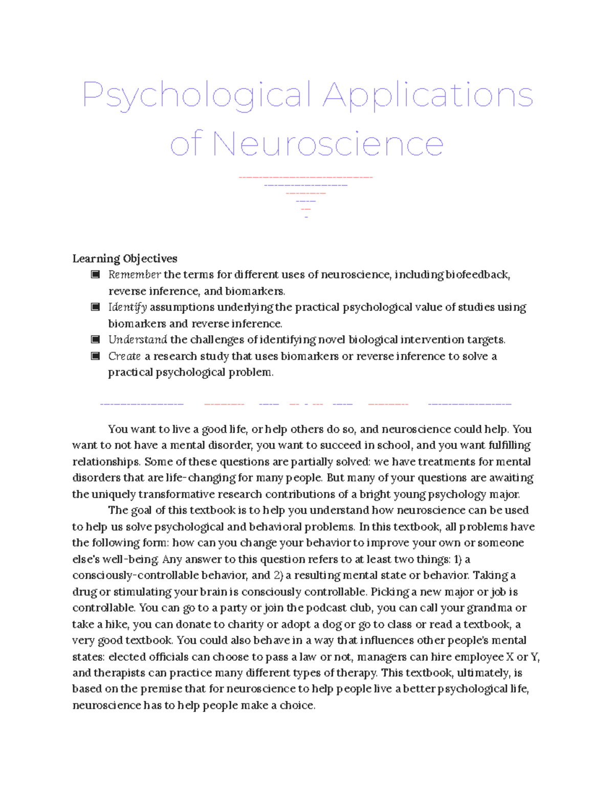 1 Practical Applications - Psychological Applications of Neuroscience ...