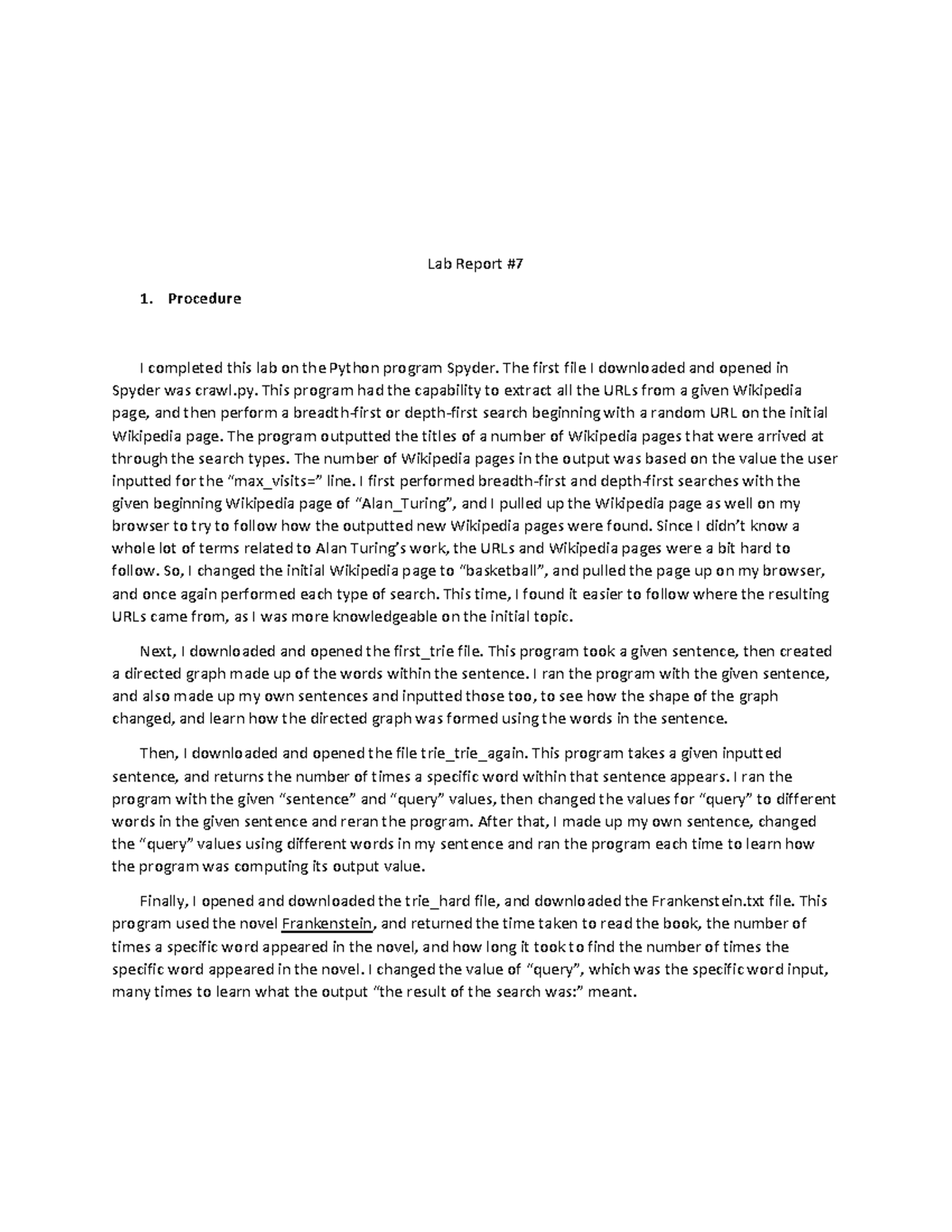 Lab Report 7 - Spencer Poklop Spoklop INFO 102 AB Lab Report # 1 ...