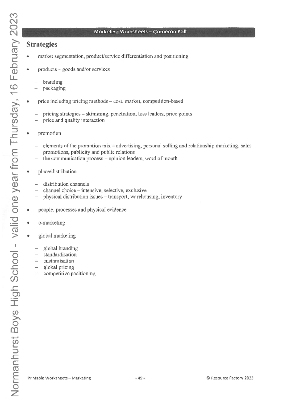 Strategies in marketing - Revision questions and answers - Marketing ...