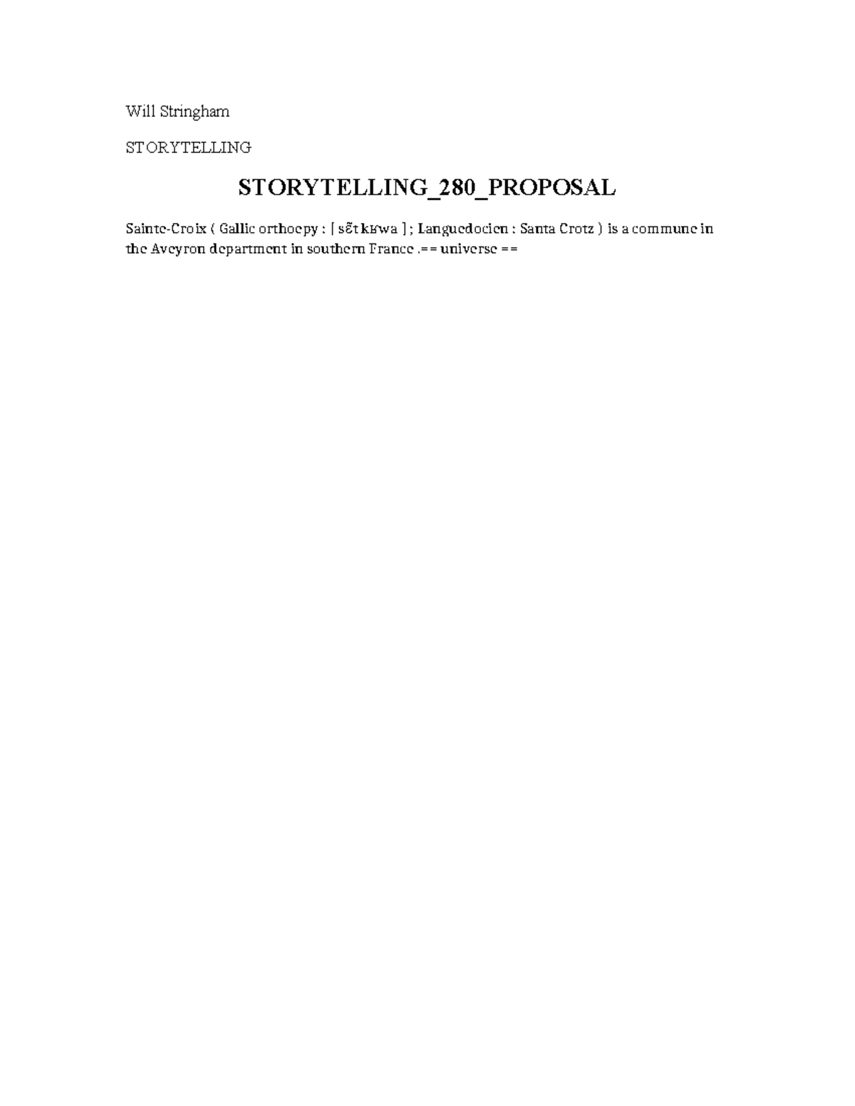 Storytelling and proposals in english - English language - Will ...