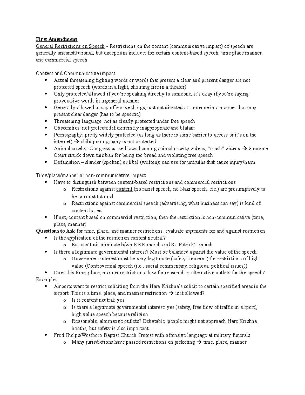 First Amendment and Business Orgs - First Amendment General ...