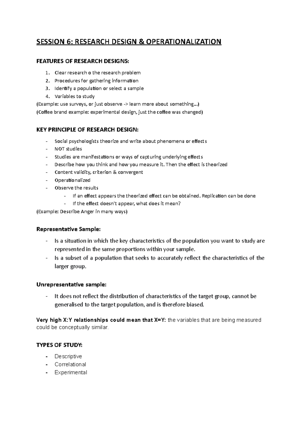 Session 6 Research Design Operationalization - Learning to observe ...