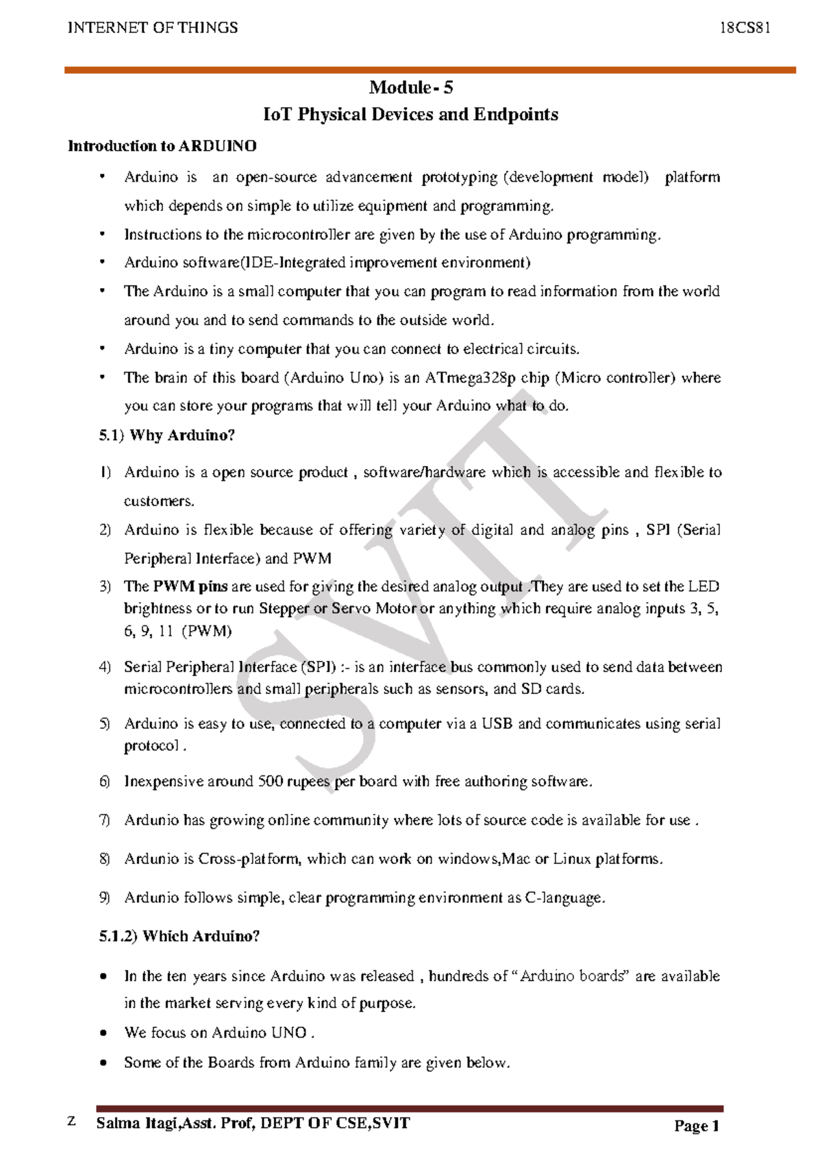 Module 5 1 Nosql Z Salma Itagiasst Prof Dept Of Csesvit Page 1 Introduction To Arduino 0587
