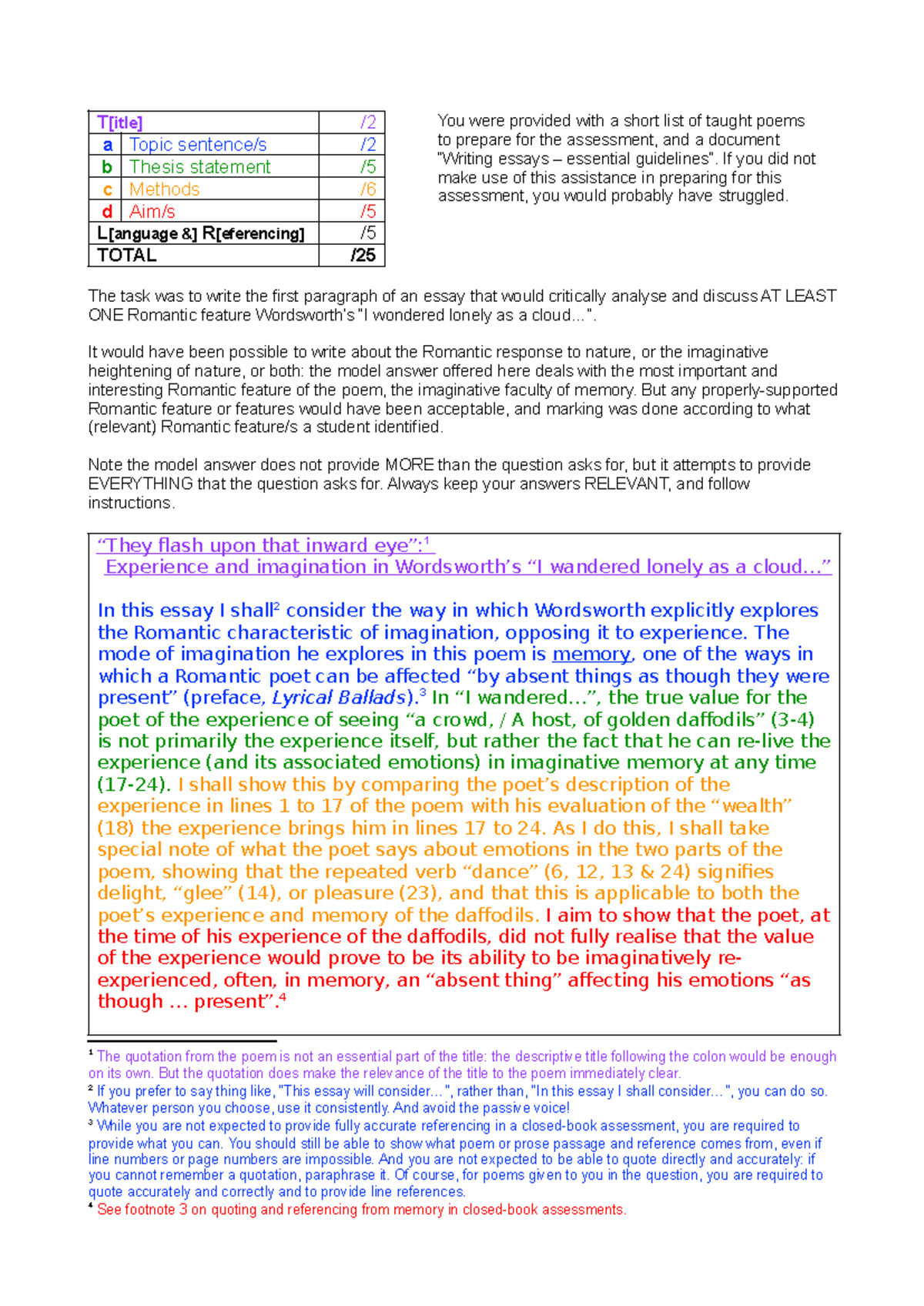 Model Answer Poetry Skills Assessment 5 April - feedback - T[itle] /2 ...