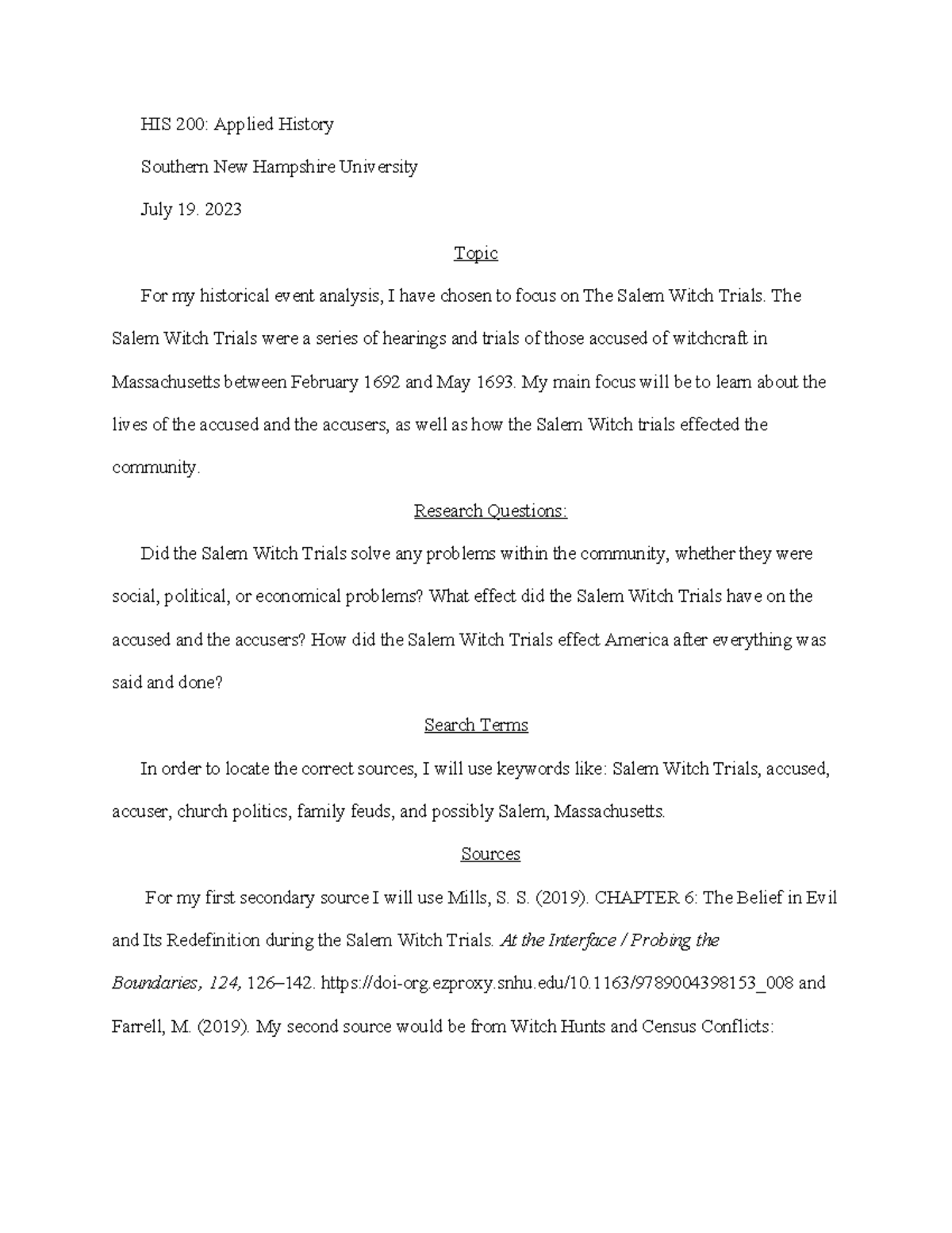 research paper-historical event analysis - HIS 200: Applied History ...