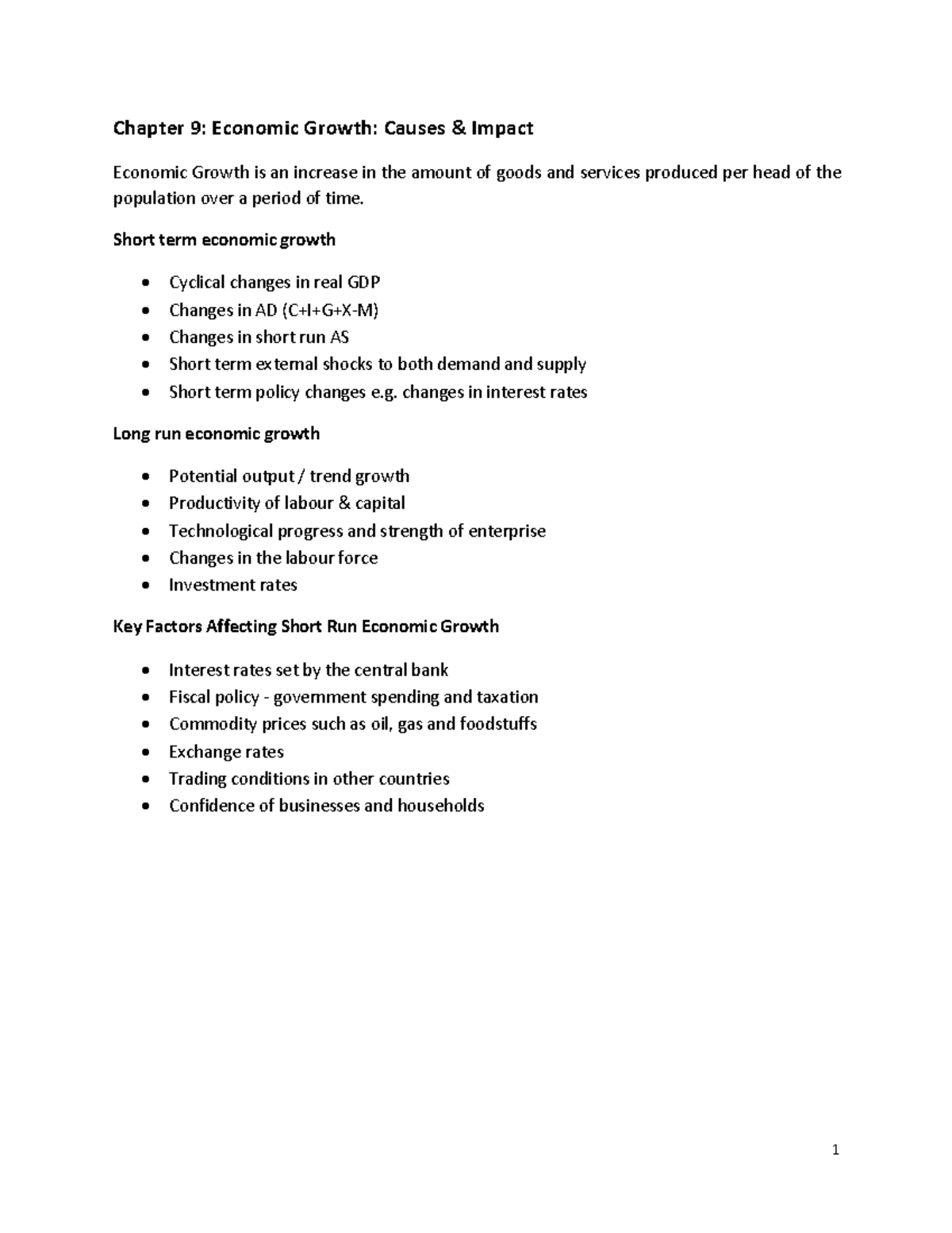 Chapter 9 Economic Growth - Causes & Impact - Chapter 9 : Economic ...