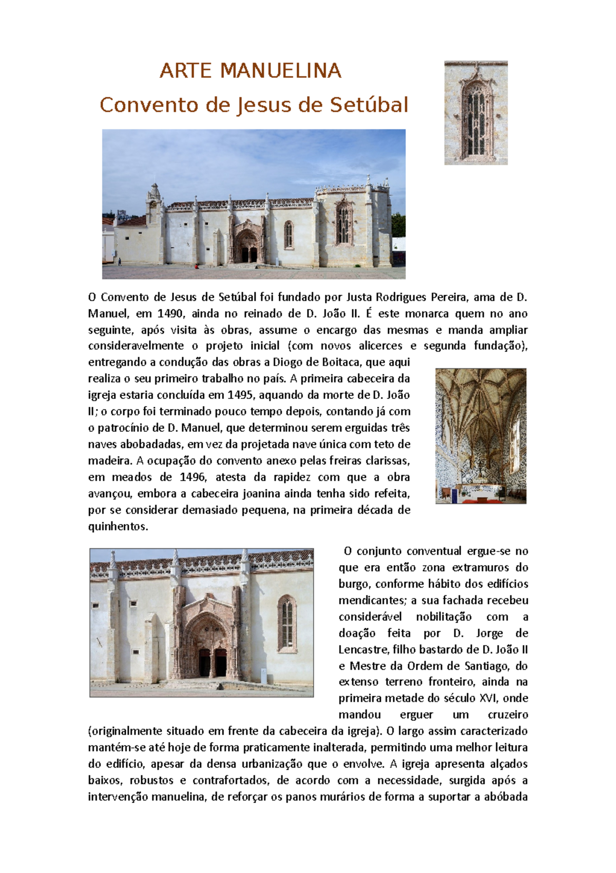 ARTE Manuelina - .... - ARTE MANUELINA Convento de Jesus de Setúbal O ...