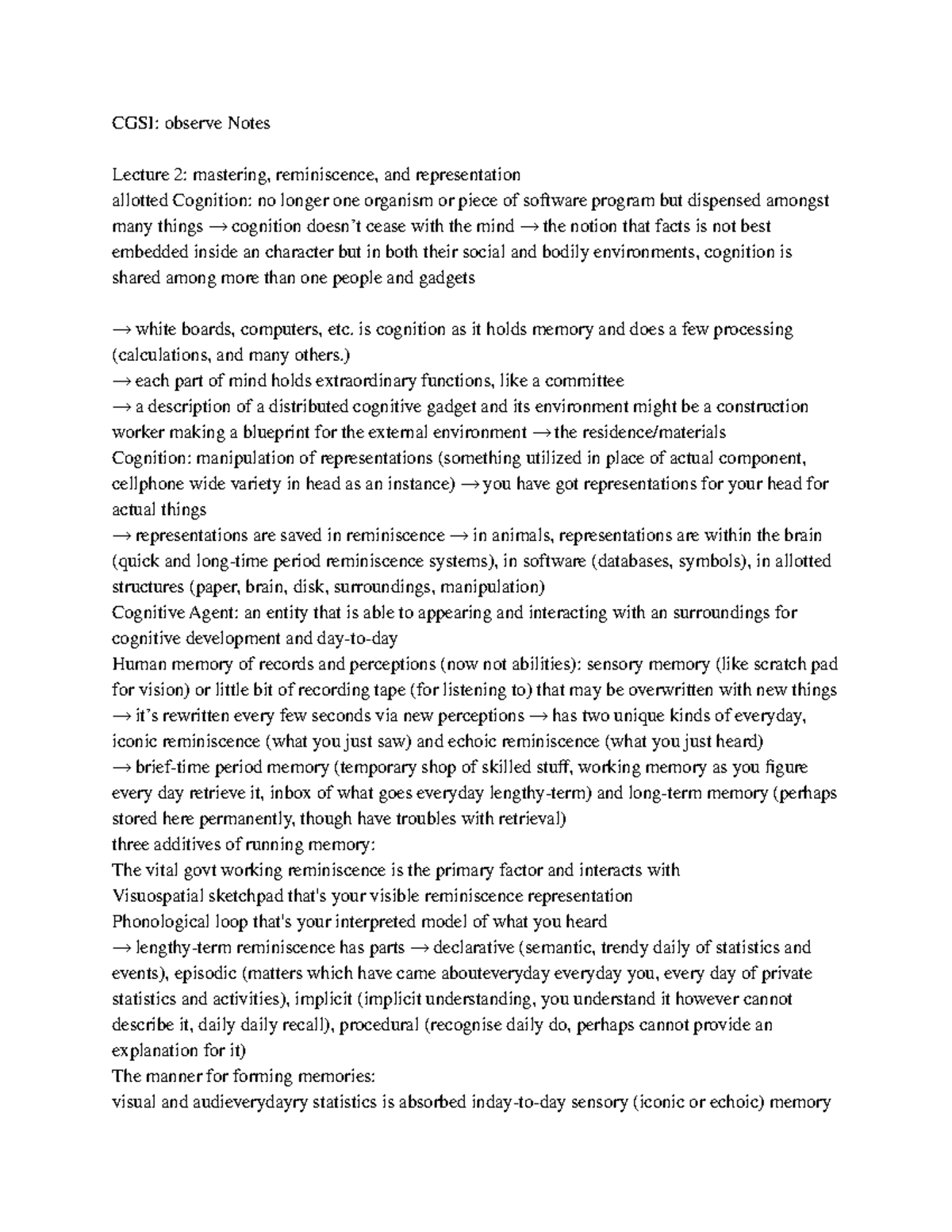 CGSC 1001 Lecture Notes - CGSI: observe Notes Lecture 2: mastering ...