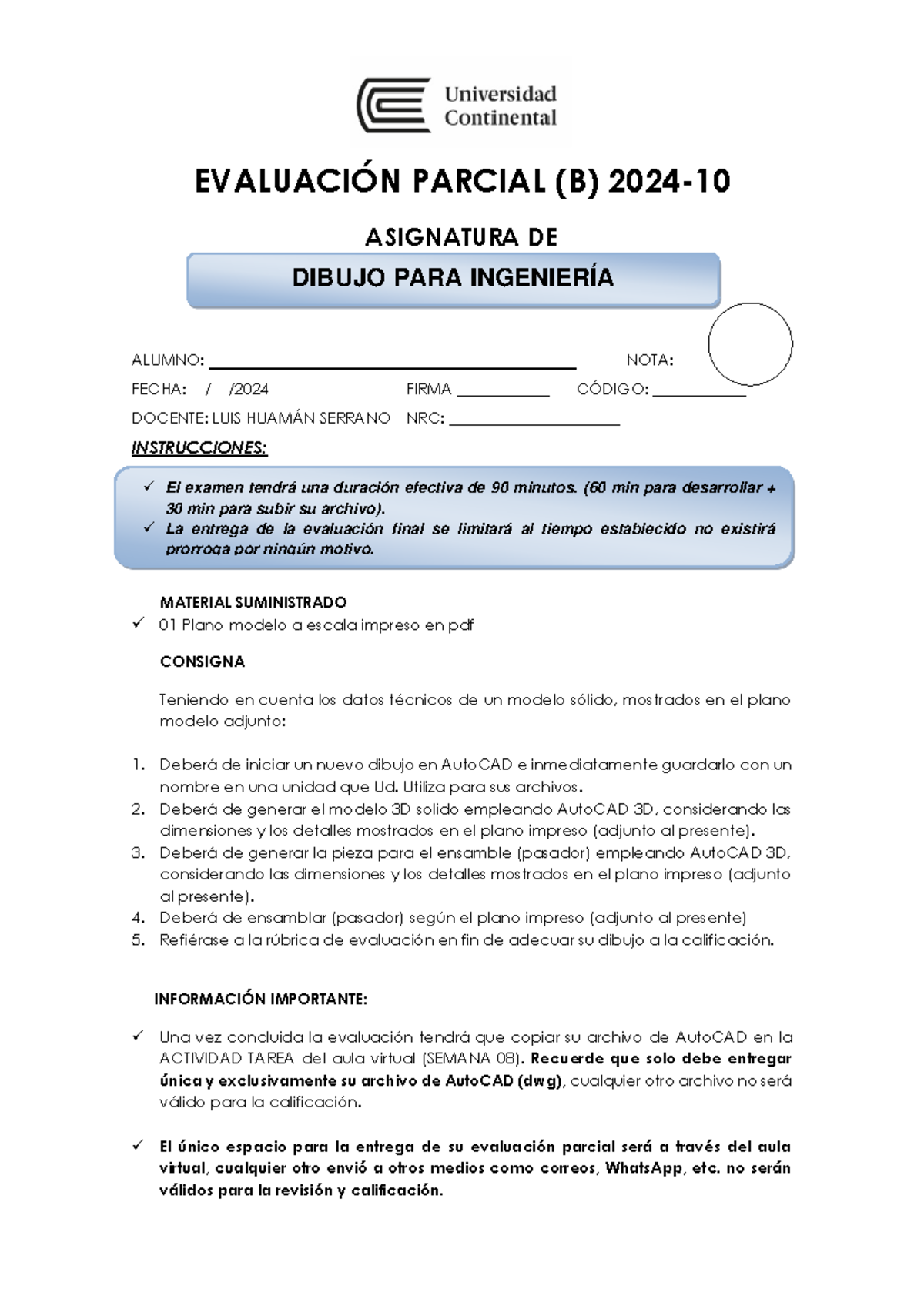 Evaluacion Parcial C DPI 2024 10 AV - EVALUACIÓN PARCIAL (B) 2024 - 10 ASIGNATURA DE ALUMNO ...