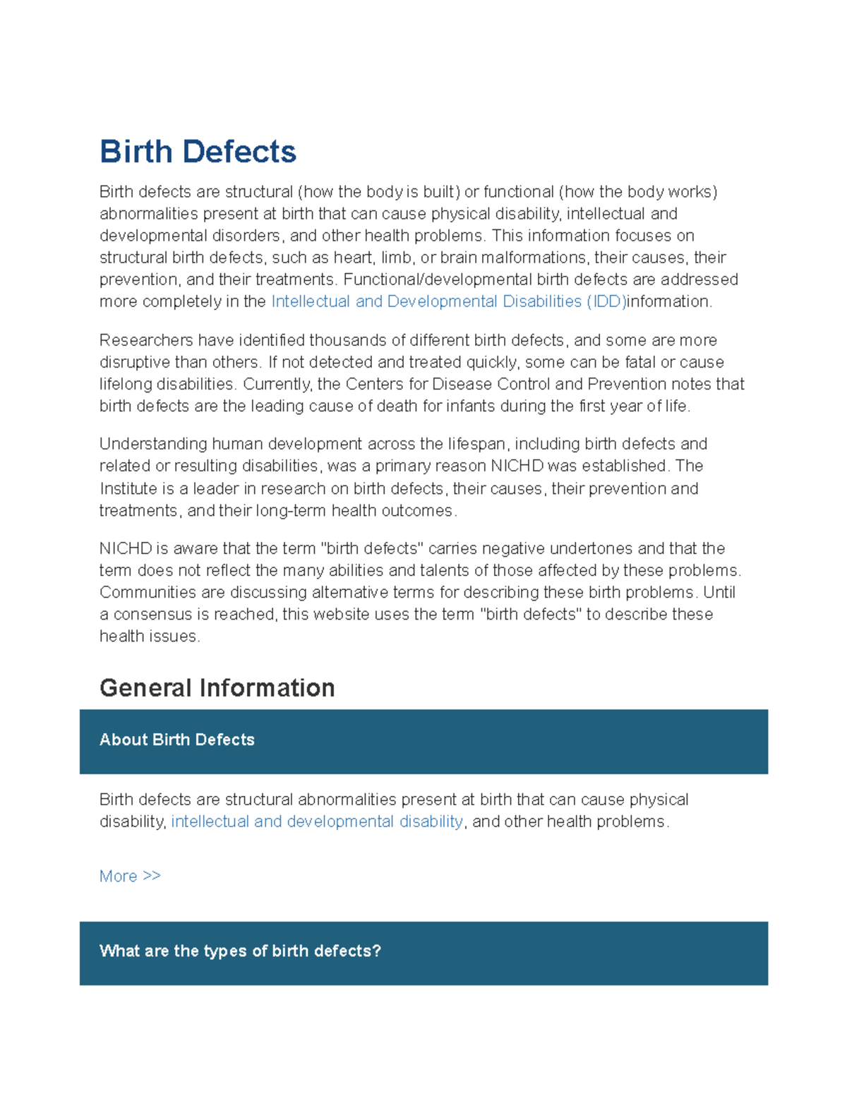 Birth Defects - Birth Defects Birth defects are structural (how the ...