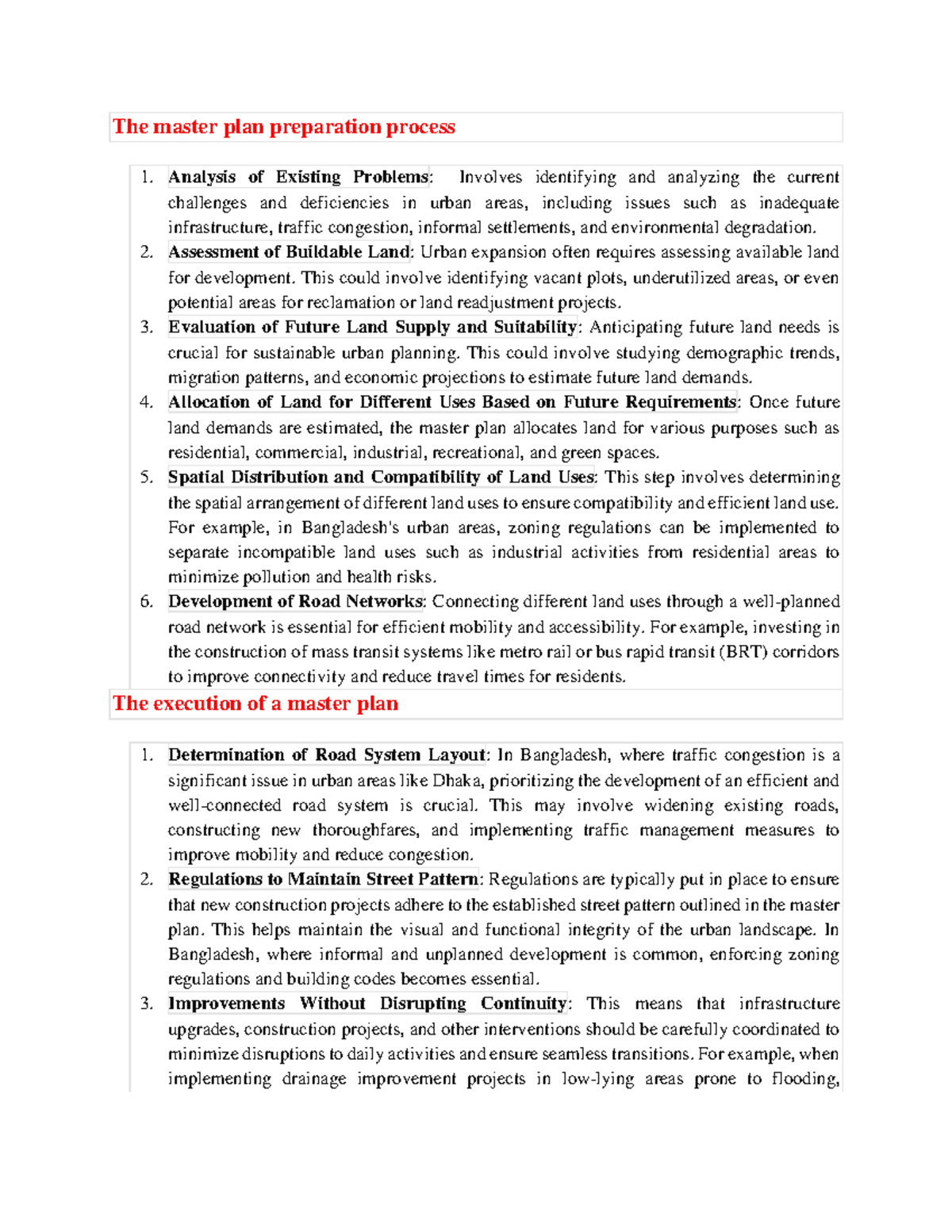 Master PLAN - planning - The master plan preparation process Analysis ...
