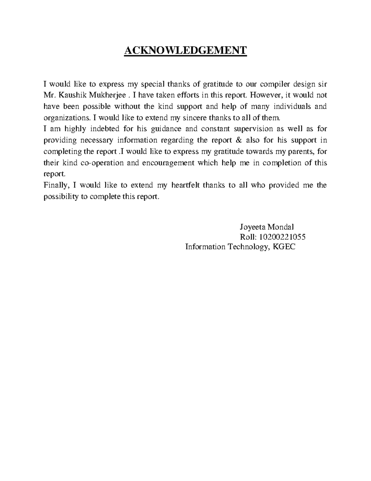 CA2-Reports on Compiler Design Topics 43 - ACKNOWLEDGEMENT I would like ...