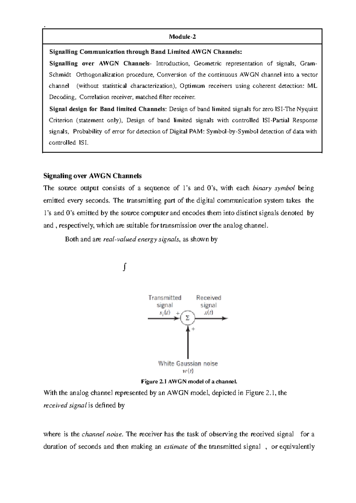 21EC51 DC Module 2 - . Module- Signalling Communication through Band ...