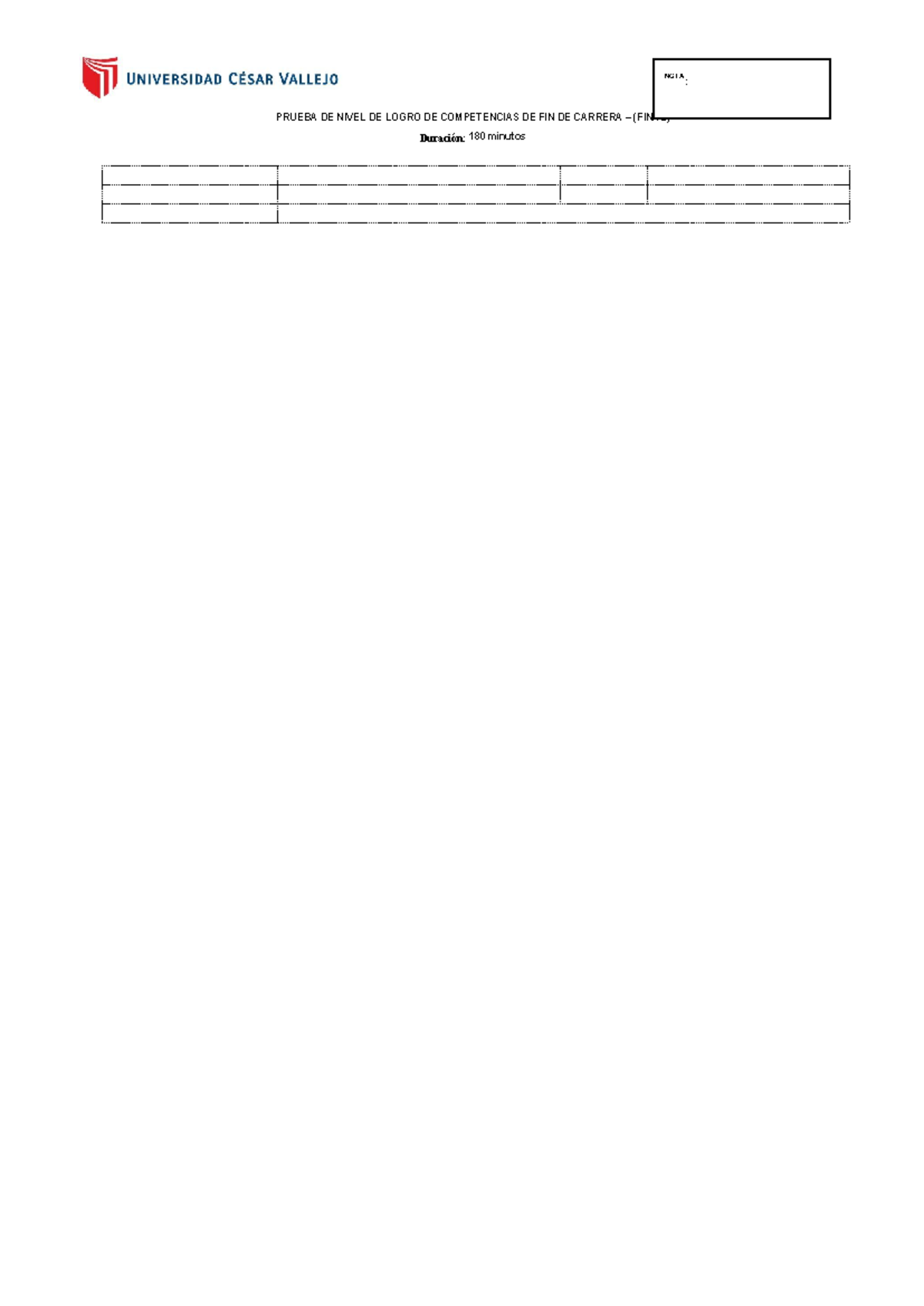 Examen PLC IV Nivel 2024-2 9no Plan D (Salida) - PRUEBA DE NIVEL DE LOGRO DE COMPETENCIAS DE FIN ...