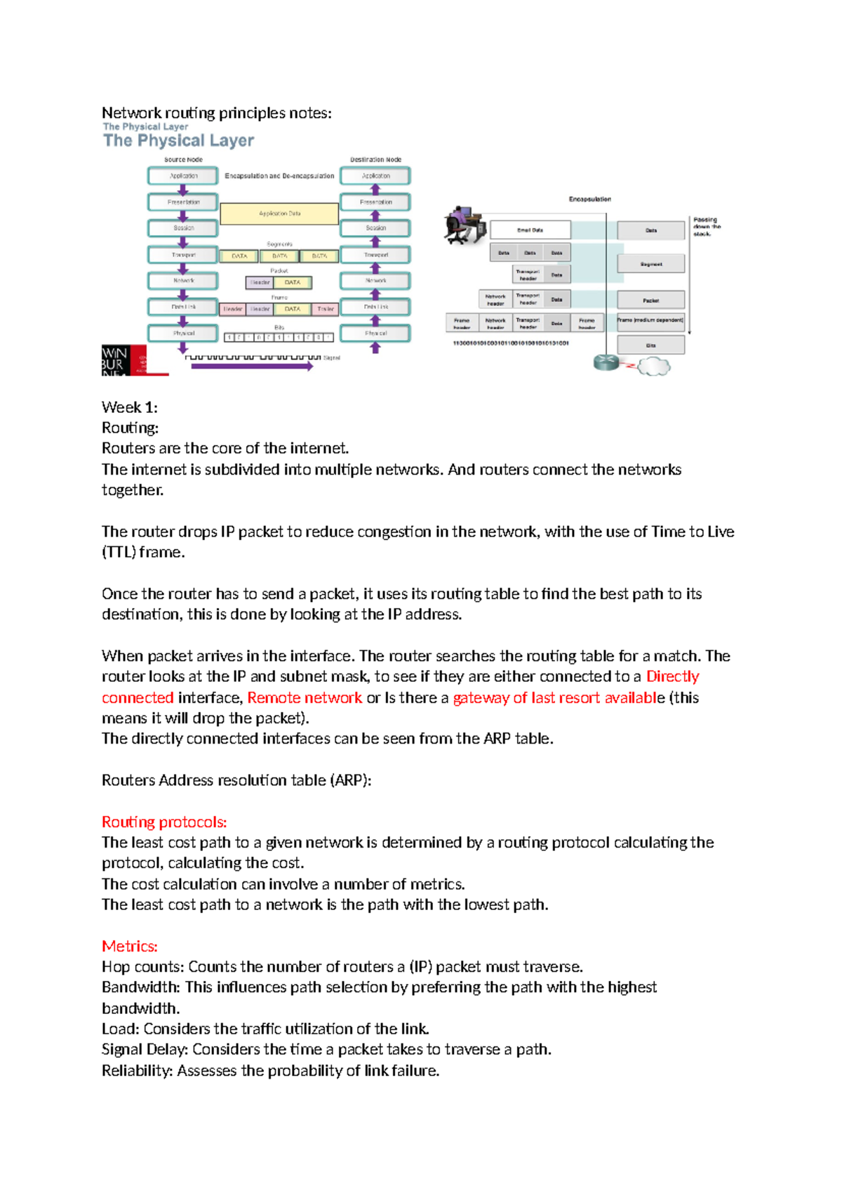 Network routing principles notes - The internet is subdivided into ...