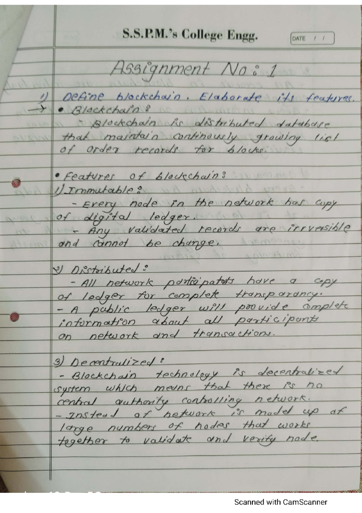 BLC Ass01 - dfdrjstrghryguk - College Engg. 00 DATE Assignment No: 1 1 ...
