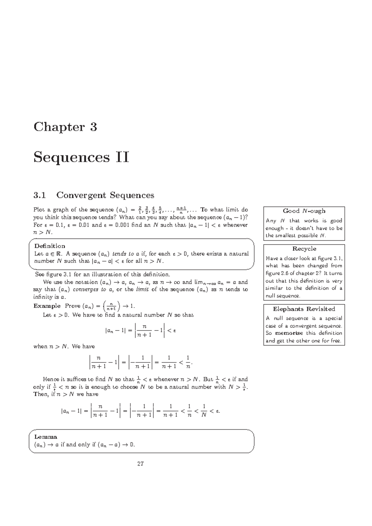 Notes-Math242 Chapter 3 Sequence - Chapter 3 Sequences II 3 Convergent ...