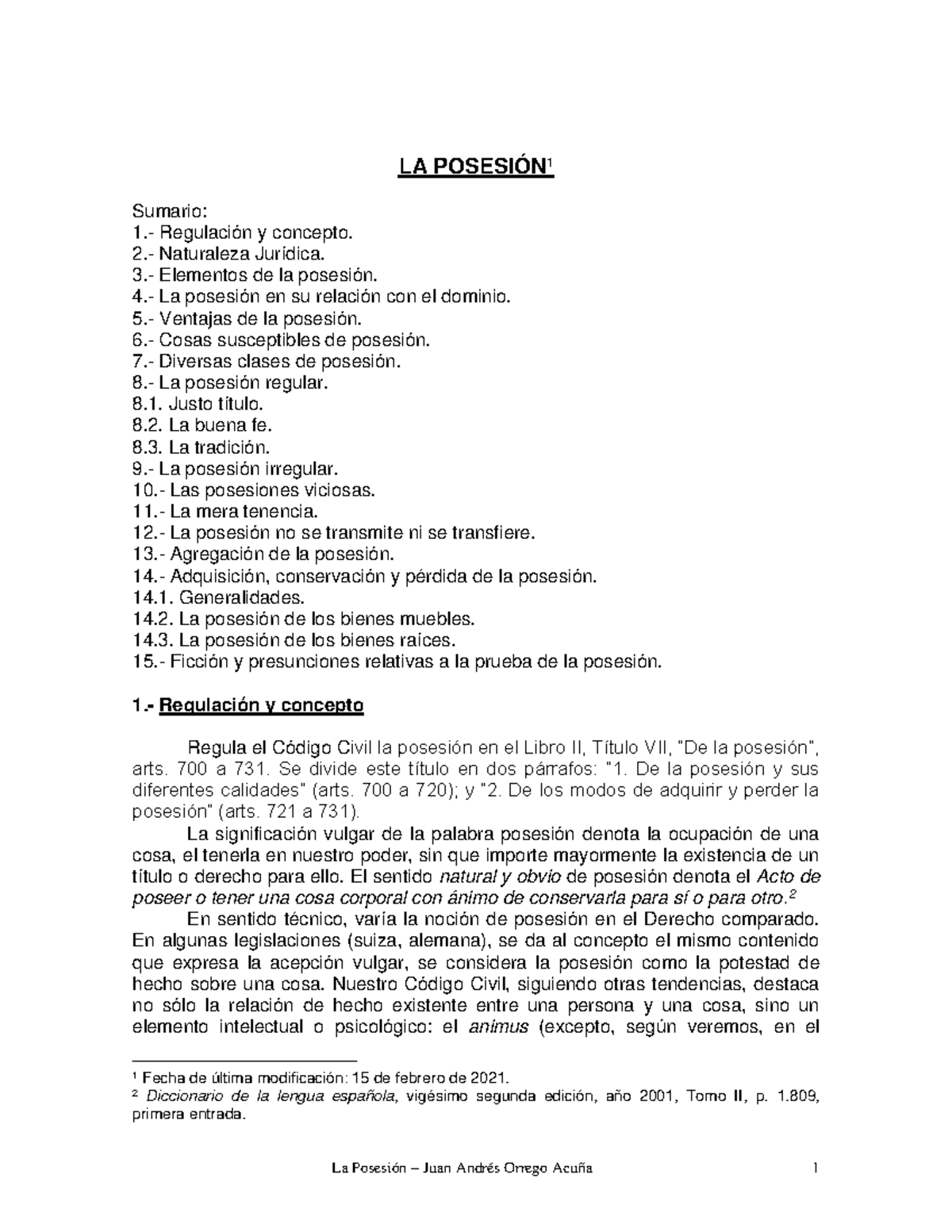 La Posesión - La posesión es el poder de hecho que una persona tiene ...