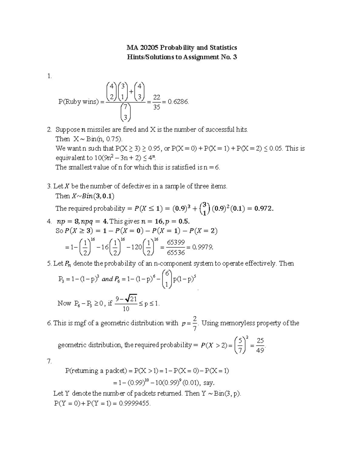 Solutions Assign 3 2021 Autumn Ma 20205 Probability And Statistics