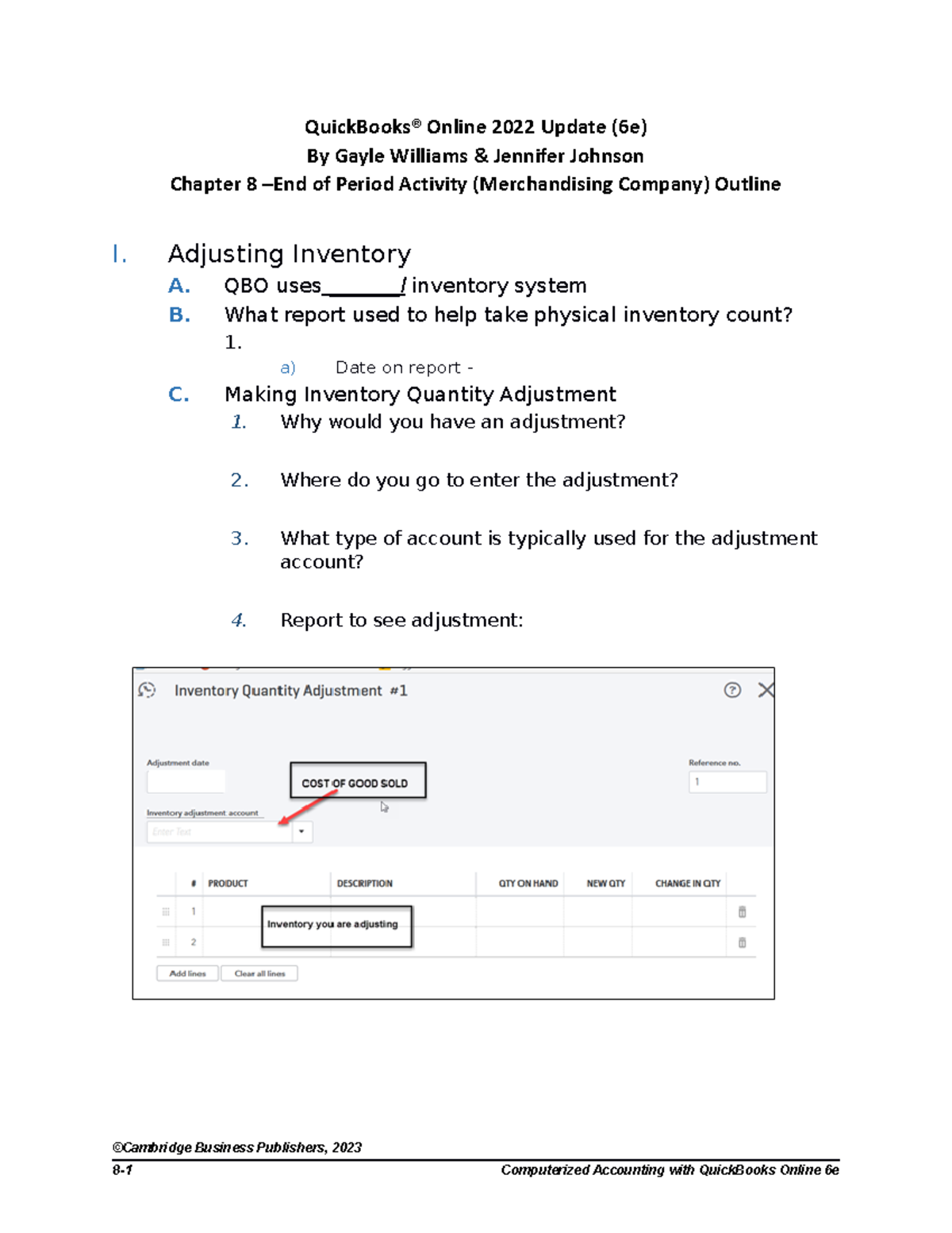 6e QBO Outline Ch 08-student - QuickBooks® Online 2022 Update (6e) By ...