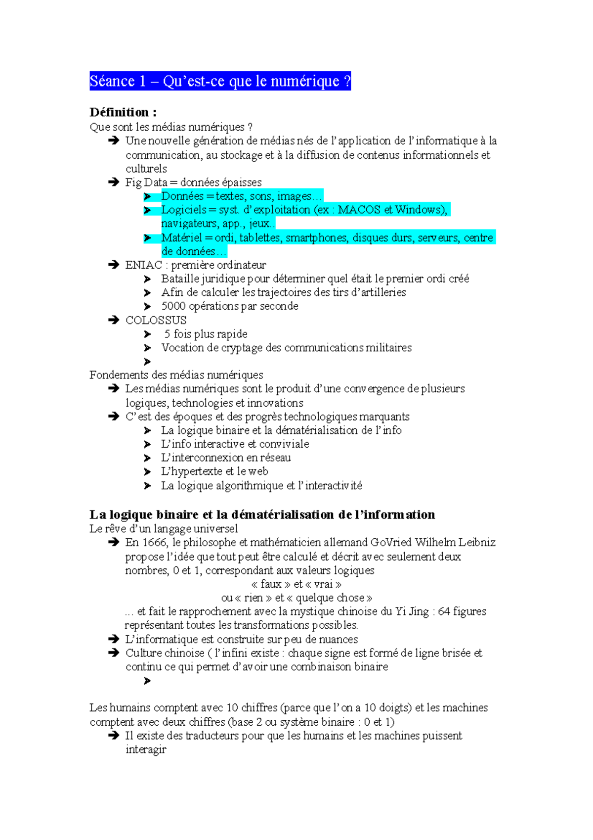 Notes sur les séances - Séance 1 – Qu’est-ce que le numérique ...