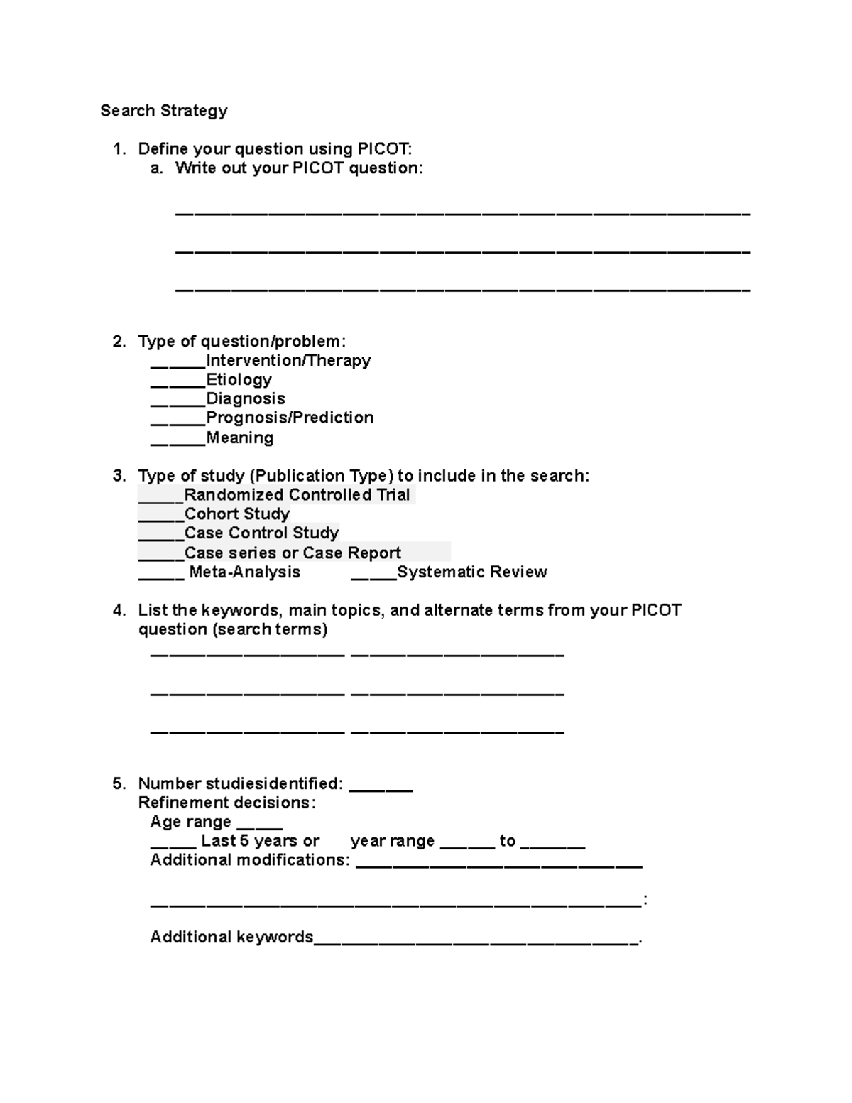 Search Strategy (1) - Practice material - Search Strategy Define your ...