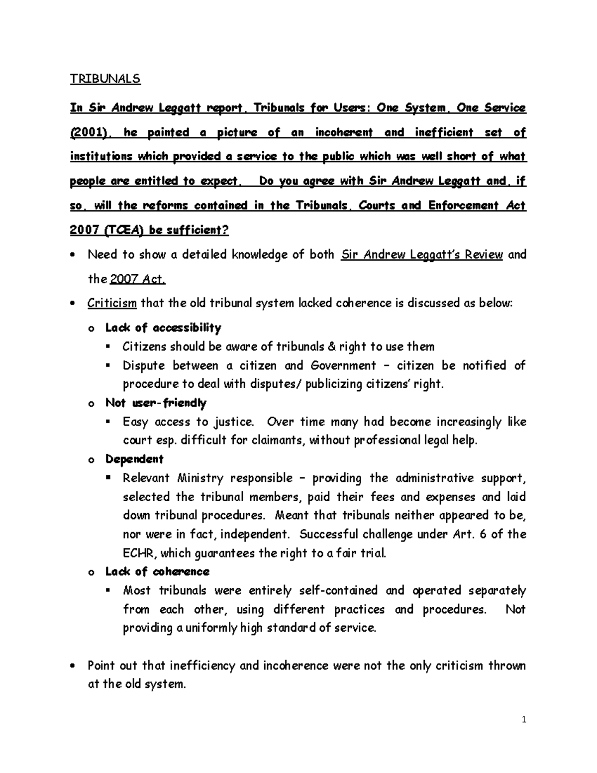 Tribunal (1) - Copy - TRIBUNALS In Sir Andrew Leggatt report, Tribunals ...