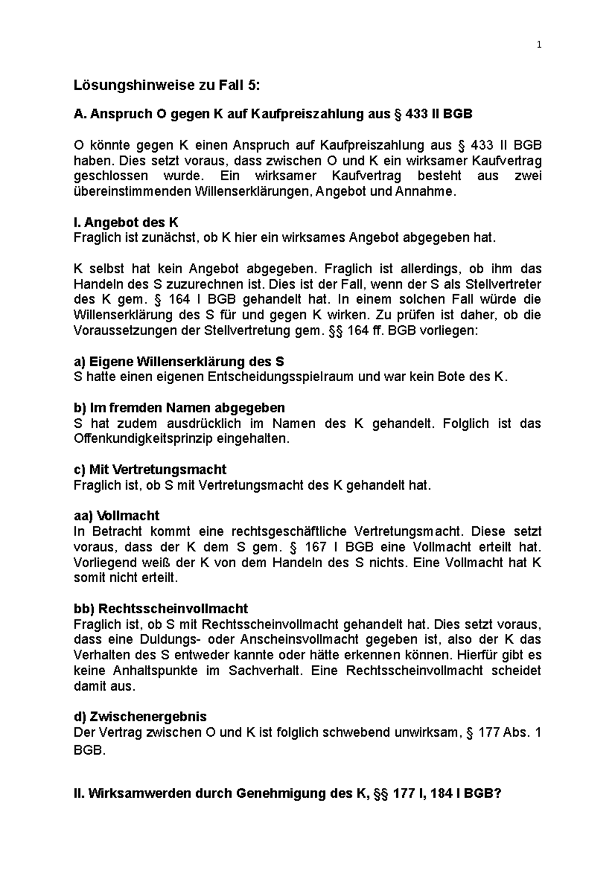 Fall 5 Stellvertretung Lösung - 1 Lösungshinweise zu Fall 5: A ...