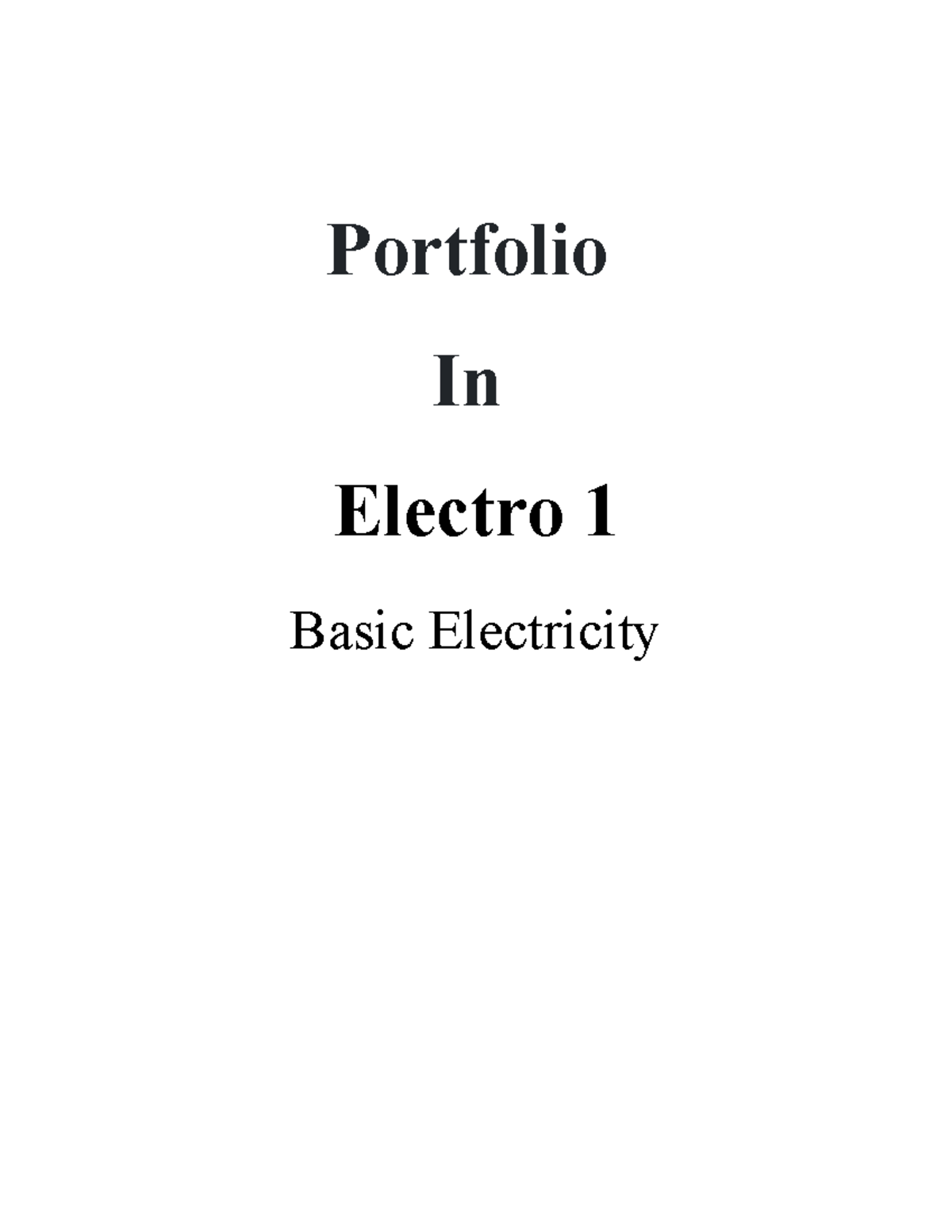 Electro Portfolio - Electrical technology lessons - Portfolio In ...