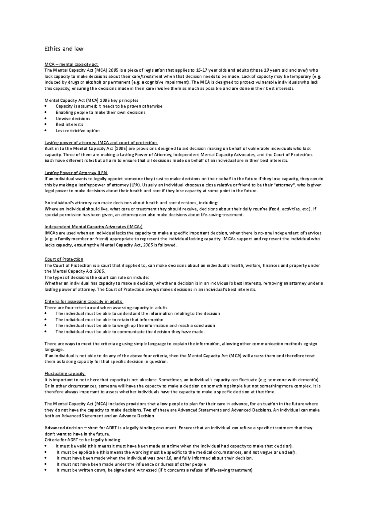 Medical ethics and law from quesmed, online etc - most important topics ...