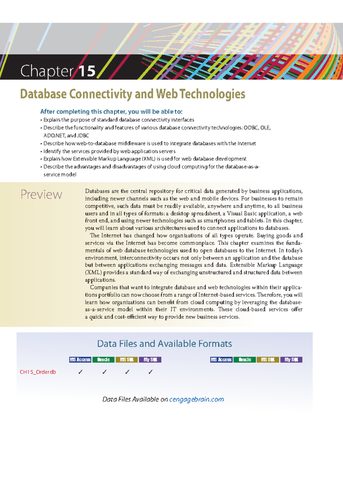 Chapter 15 - Database Connectivity and Web Technologies - Chapter 15 Database Connectivity and ...