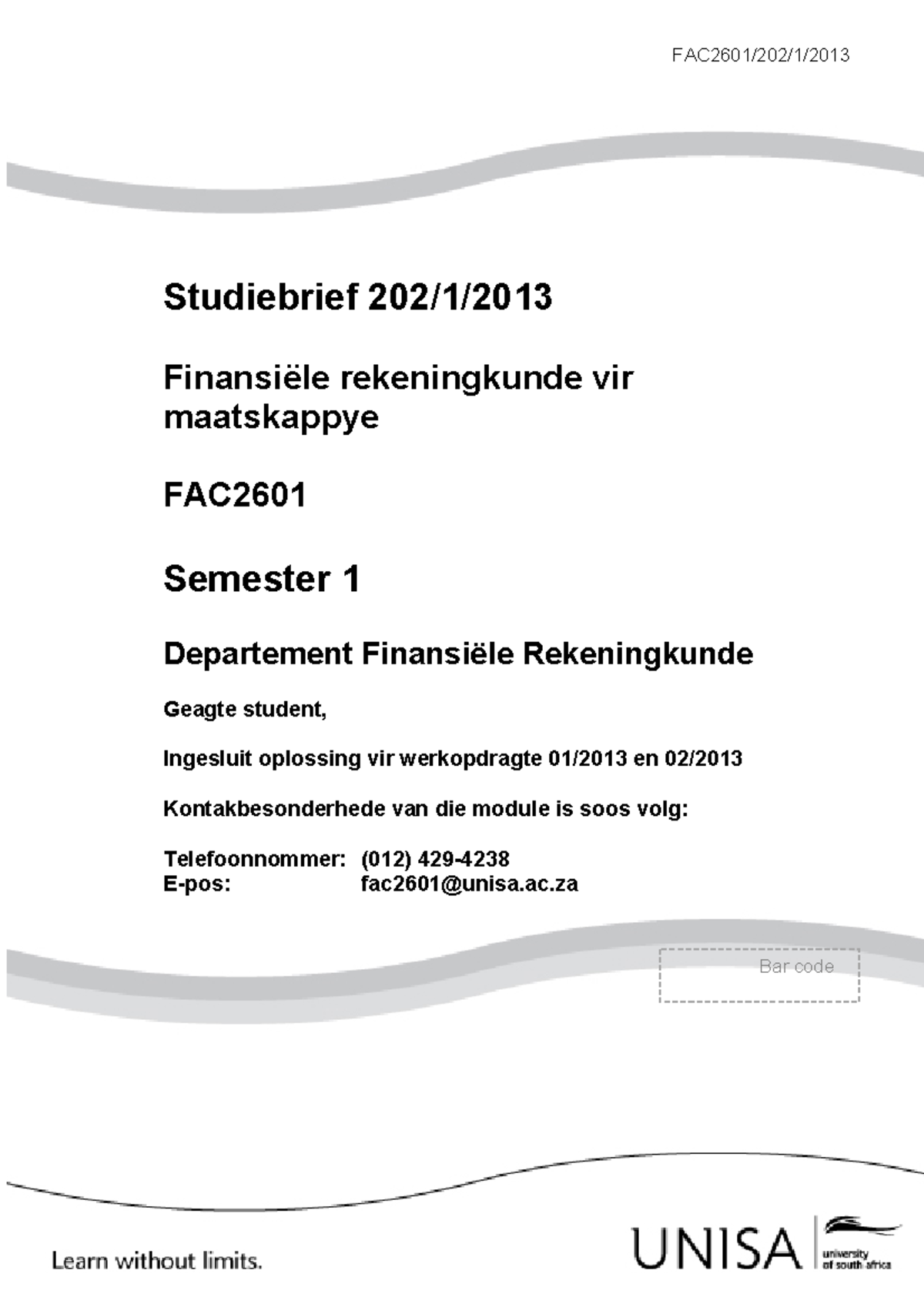 FAC2601 Tut 202 ass12 sol - FAC2601/202/1/ Studiebrief 202/1 ...
