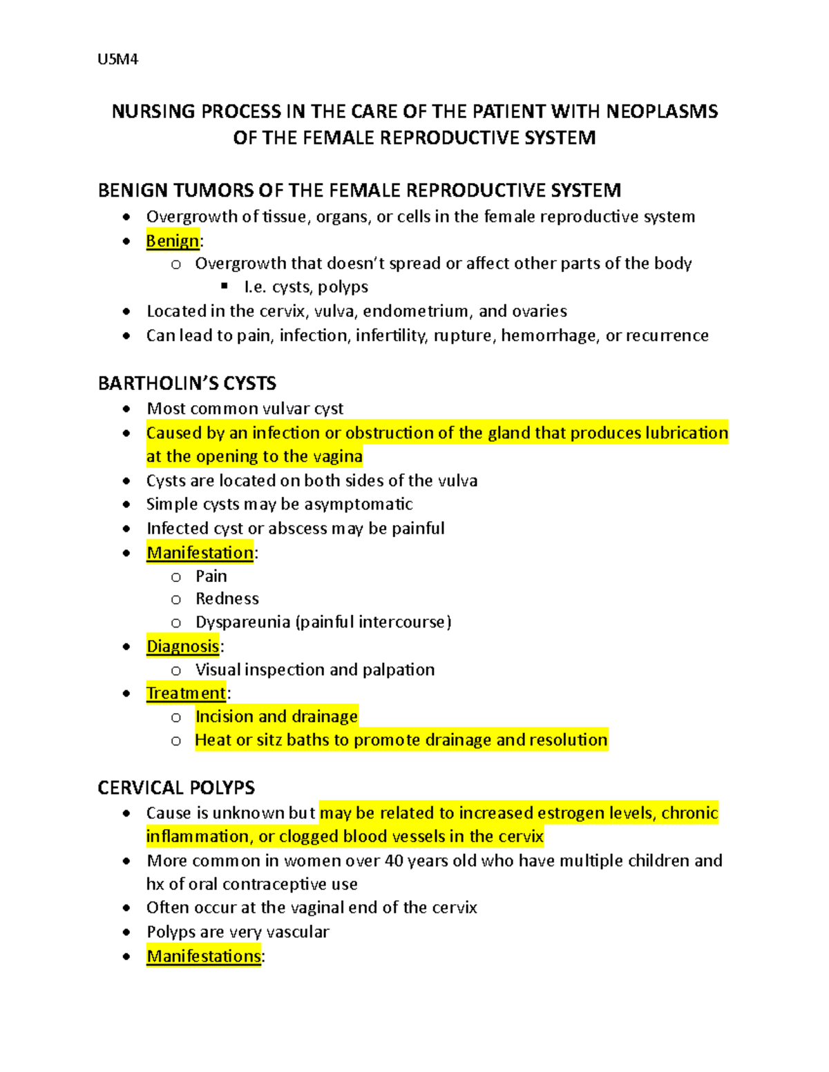 NURSING PROCESS IN THE CARE OF THE PATIENT WITH NEOPLASMS OF THE FEMALE ...