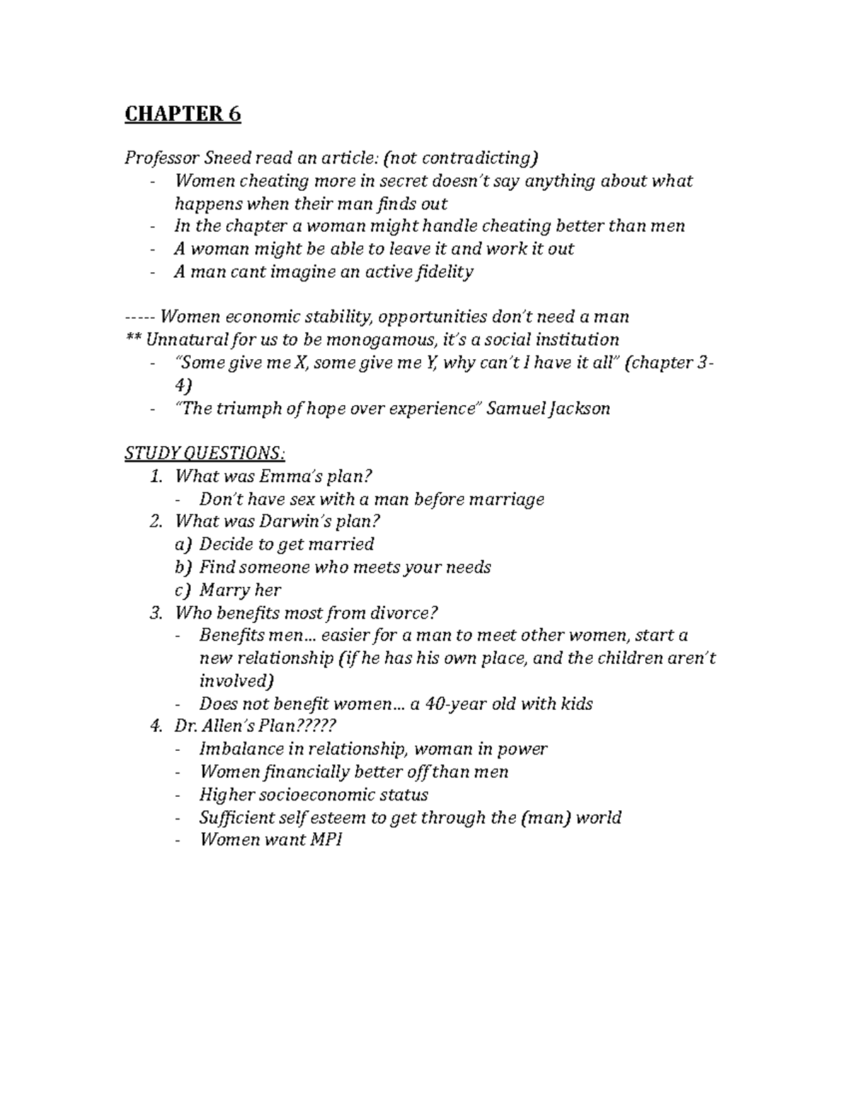 Sneed PSYCH 337- Chapter 6 notes - CHAPTER 6 Professor Sneed read an ...