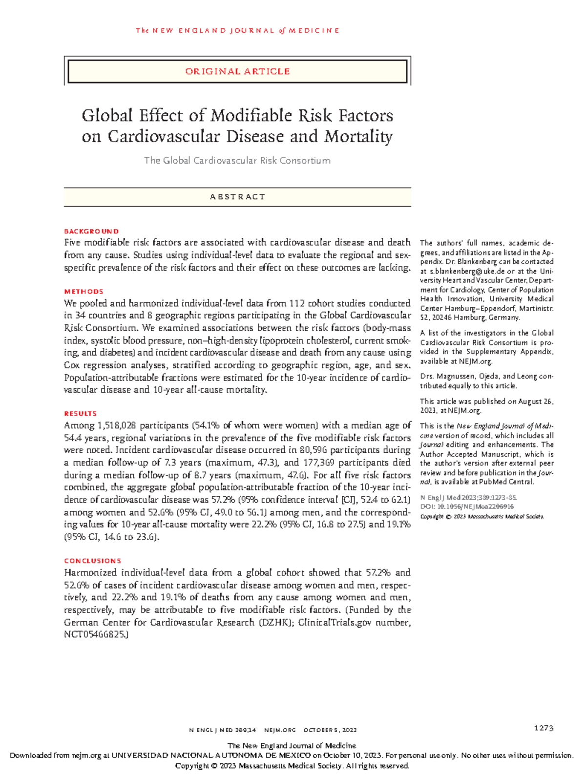 Factores modificables en el riesgo cardiovascular - Medicina - UNAM ...