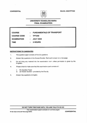 TPT 251 Group Assignment - PRINCIPLES OF TRANSPORT PREPARE FROM NO NAME ...