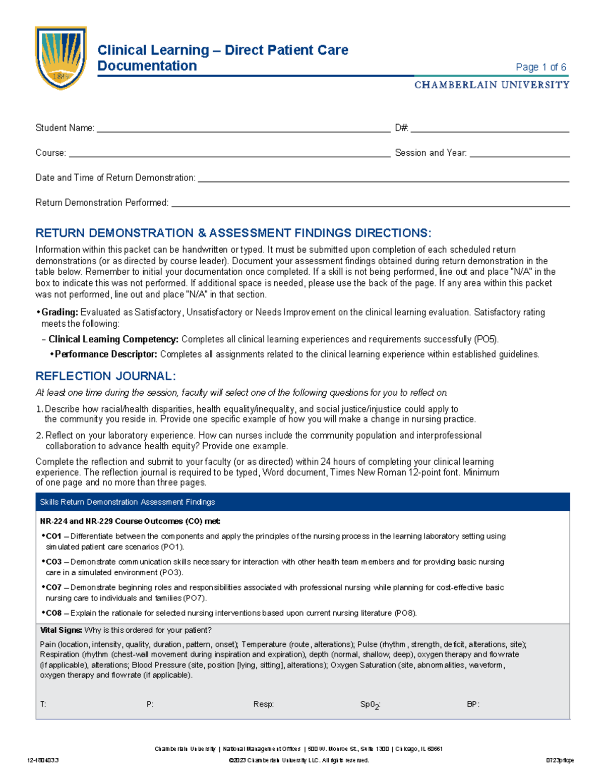 LAB DPCD worksheet - lab - Documentation Page 1 of 6 Chamberlain ...
