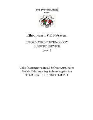 Install Software Application LO1 - RVU TVET COLLEGE under Ethiopian ...