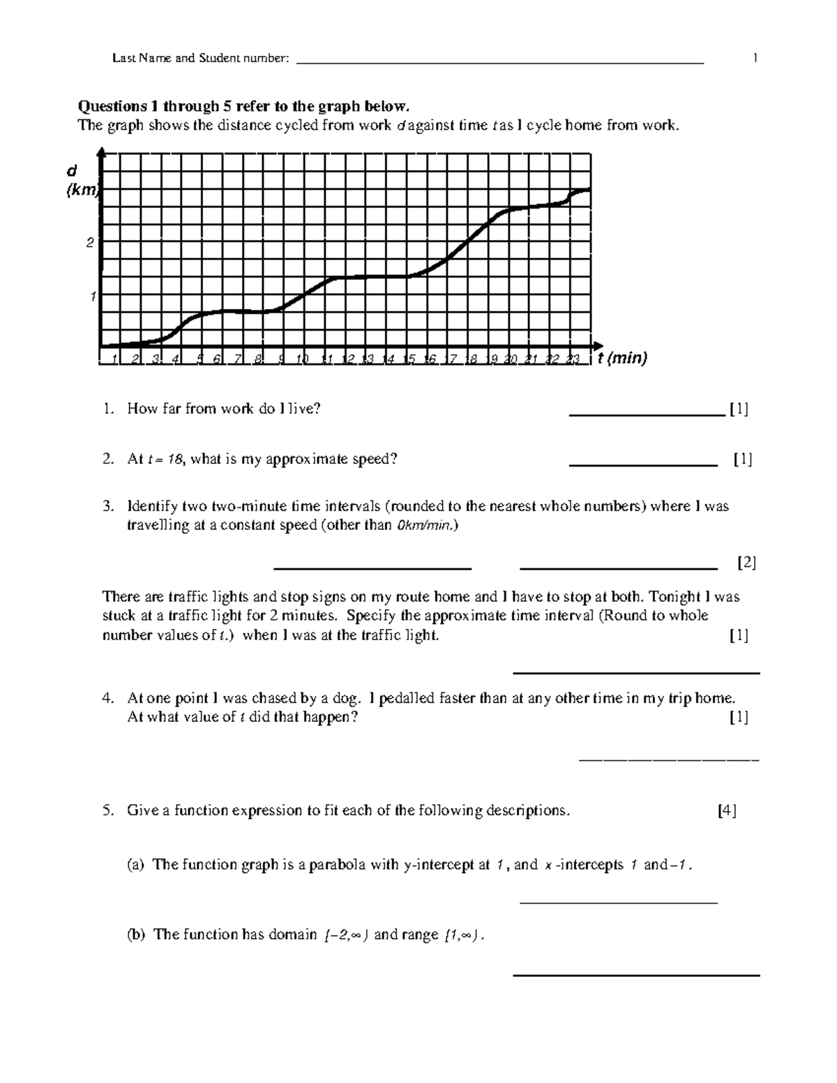 M102 Assignment Questions Fall 08 1 to 13 - Last Name and Student number: 1 Questions 1 through ...