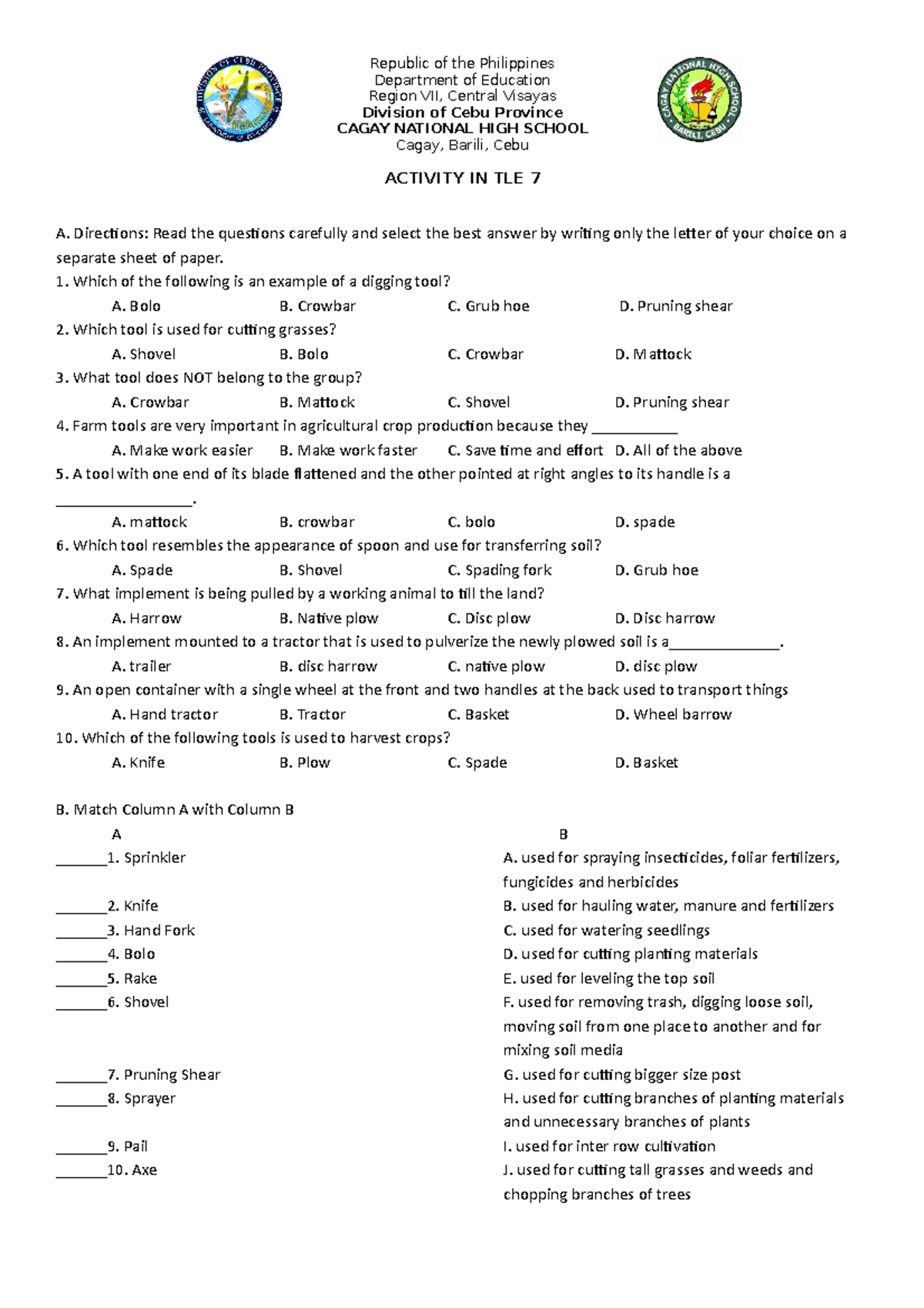 Tle 7-1 - for download purposes - Republic of the Philippines ...