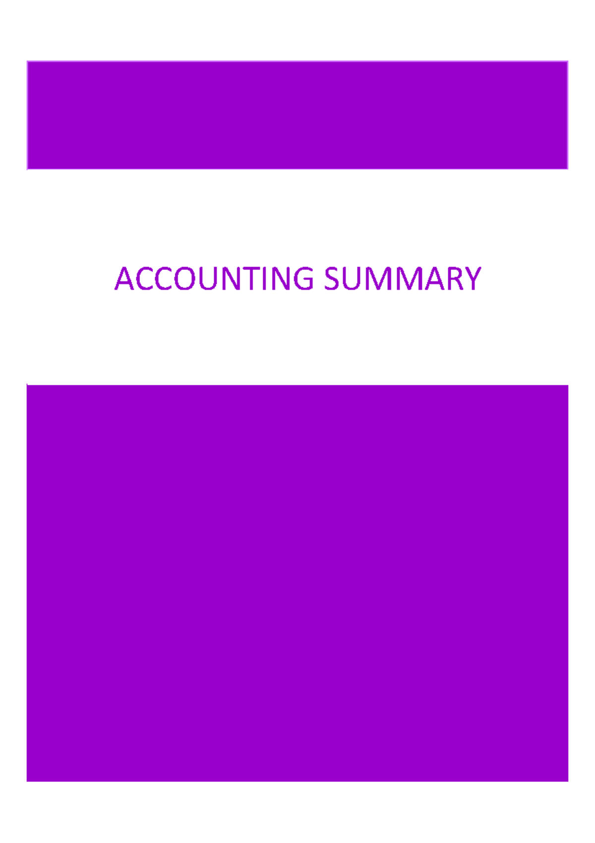 Summary Accounting 19-20 - ACCOUNTING SUMMARY Chapter 1: Accounting in ...
