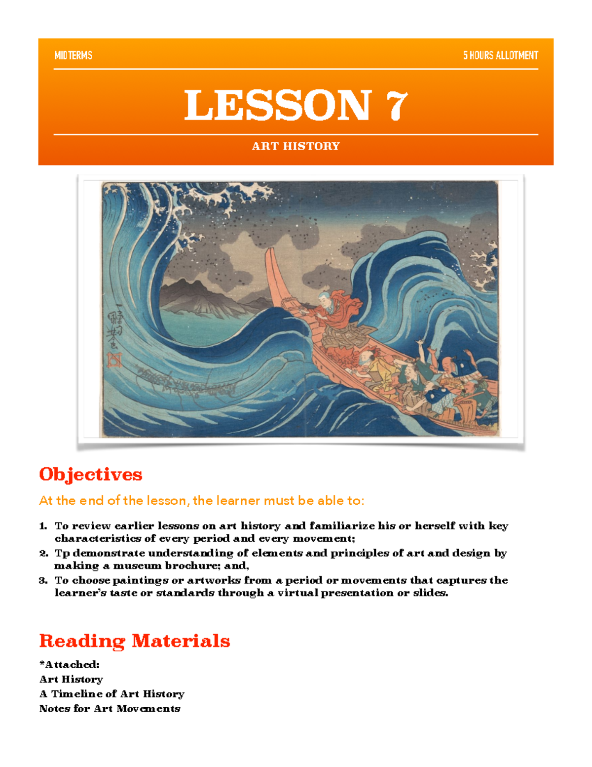 7. Art History. 5 hrs - Lecture notes 5 - Art Appreciation - Studocu