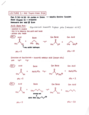 Orgo II Exam 2 Notes - Course taught by Professor Kevin Koh. - CHEM ...