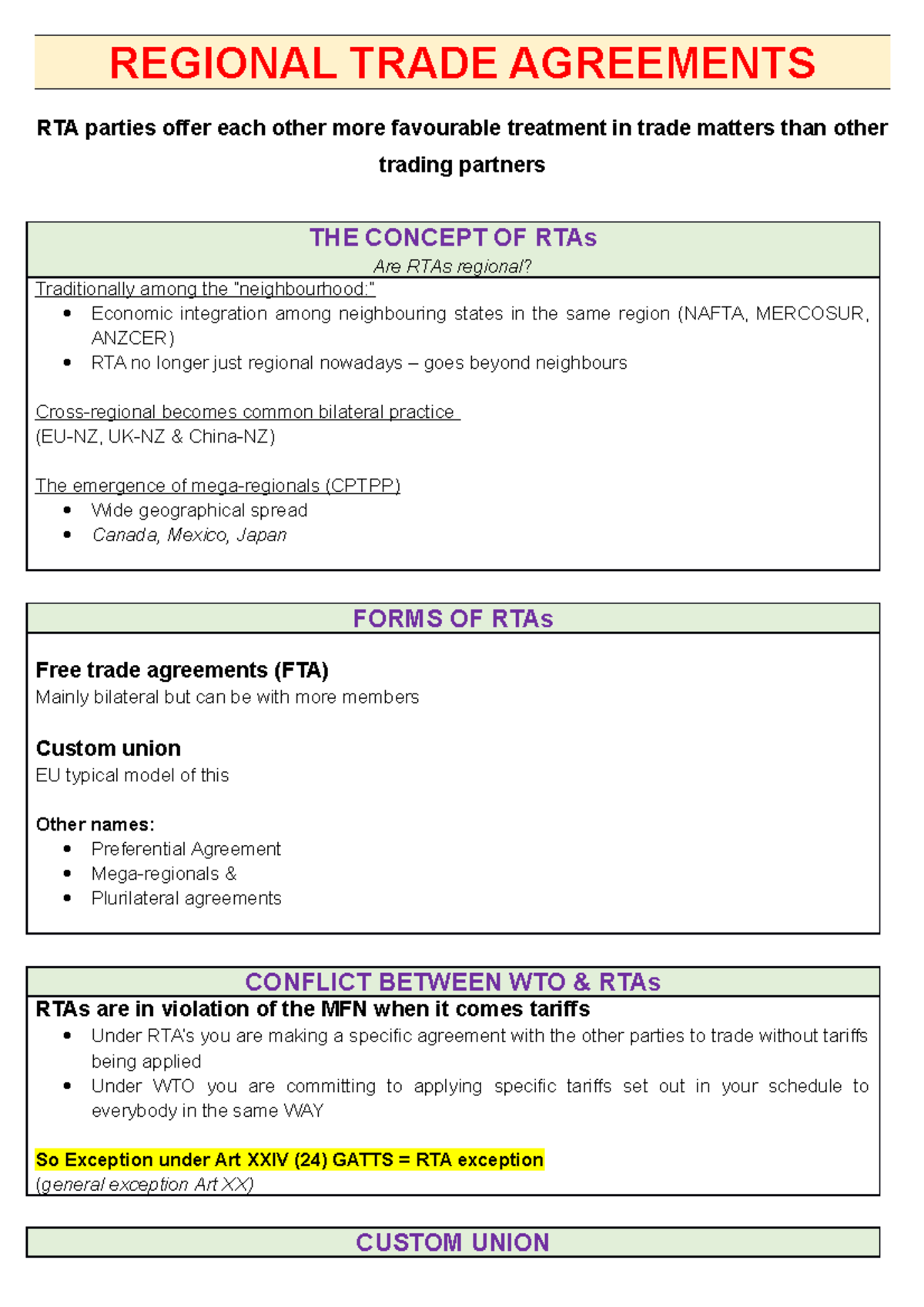 Regional Trade Agreements - REGIONAL TRADE AGREEMENTS RTA parties offer ...