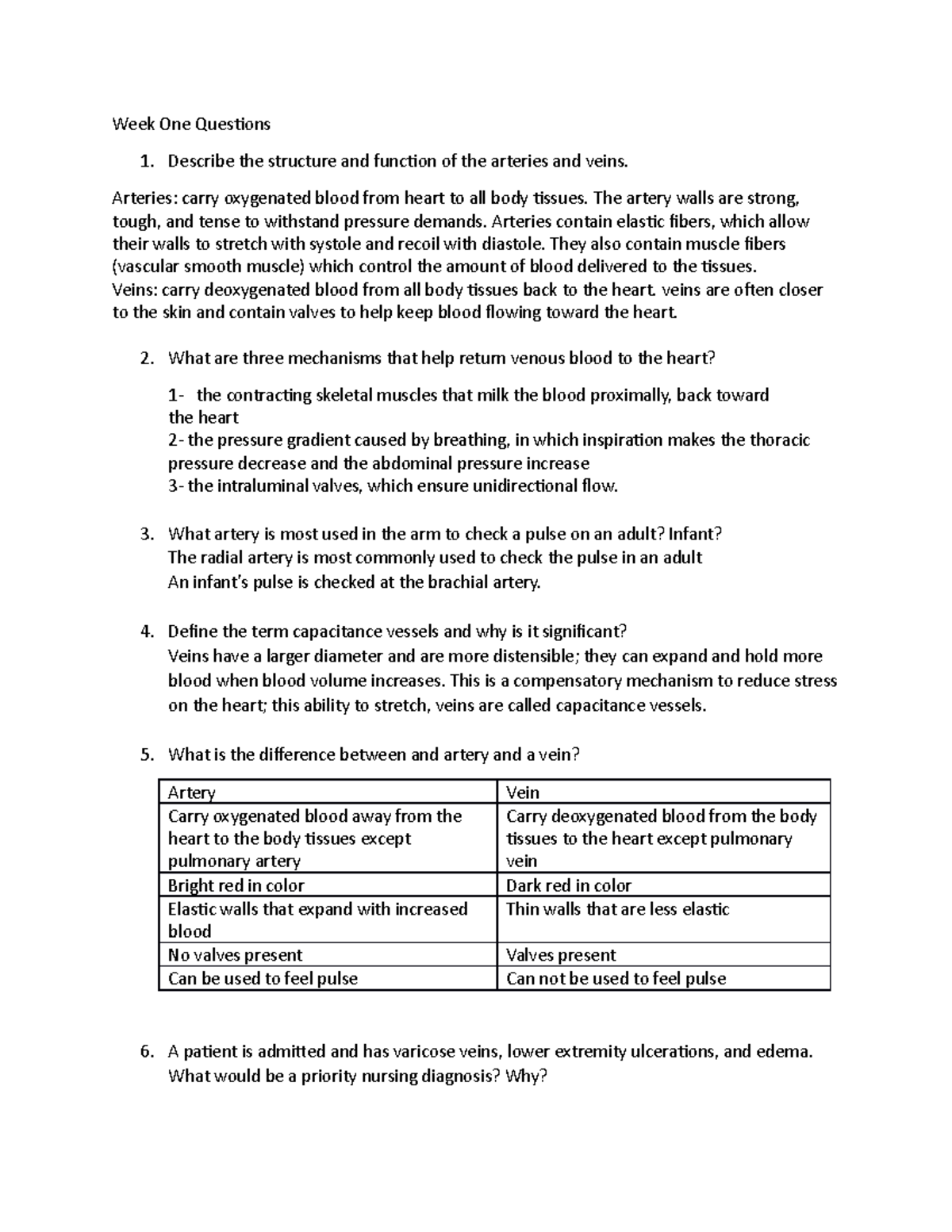 NR 304 Week 1 post class questions - Week One Questions Describe the structure and function of ...