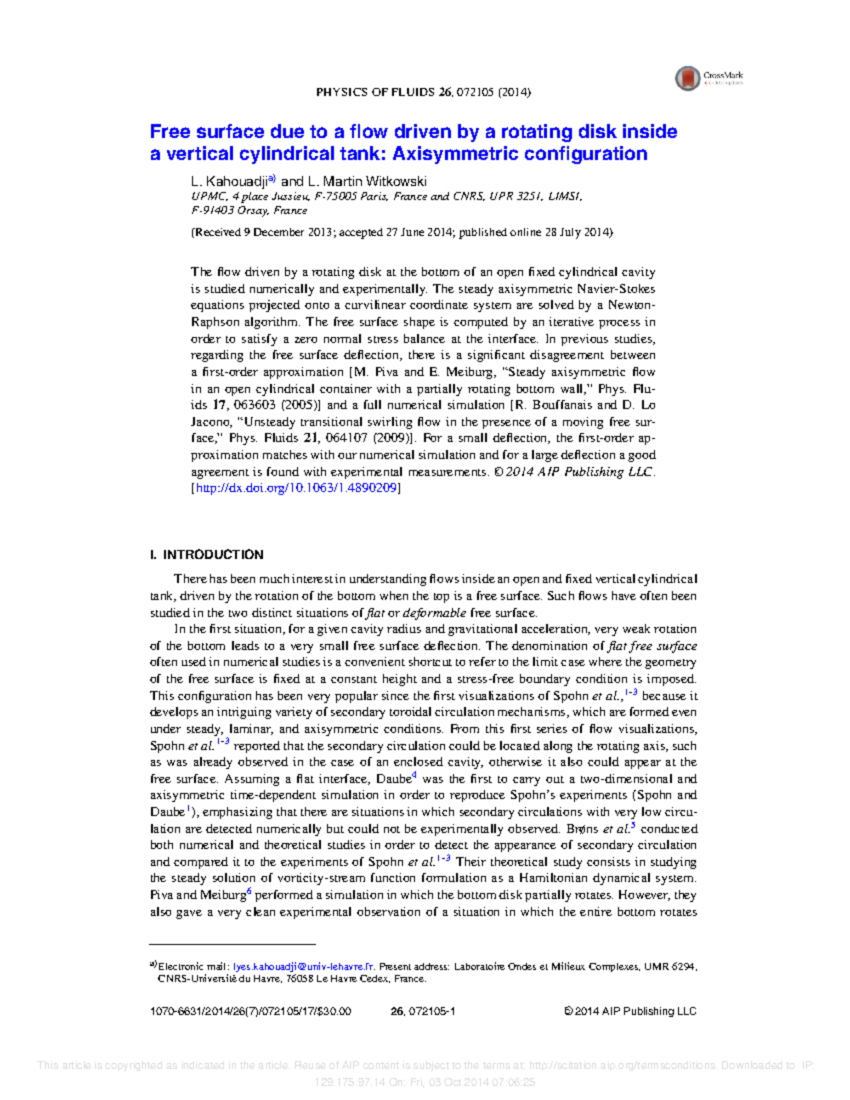 Kahouadji pof 2014 - Stress in rotating ring and disc - PHYSICS OF ...