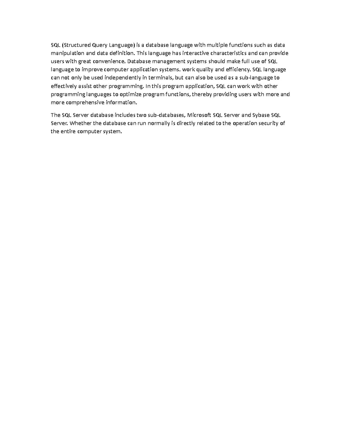 363(c) Database Sql Structured Query Language Is A Database Language With Multiple