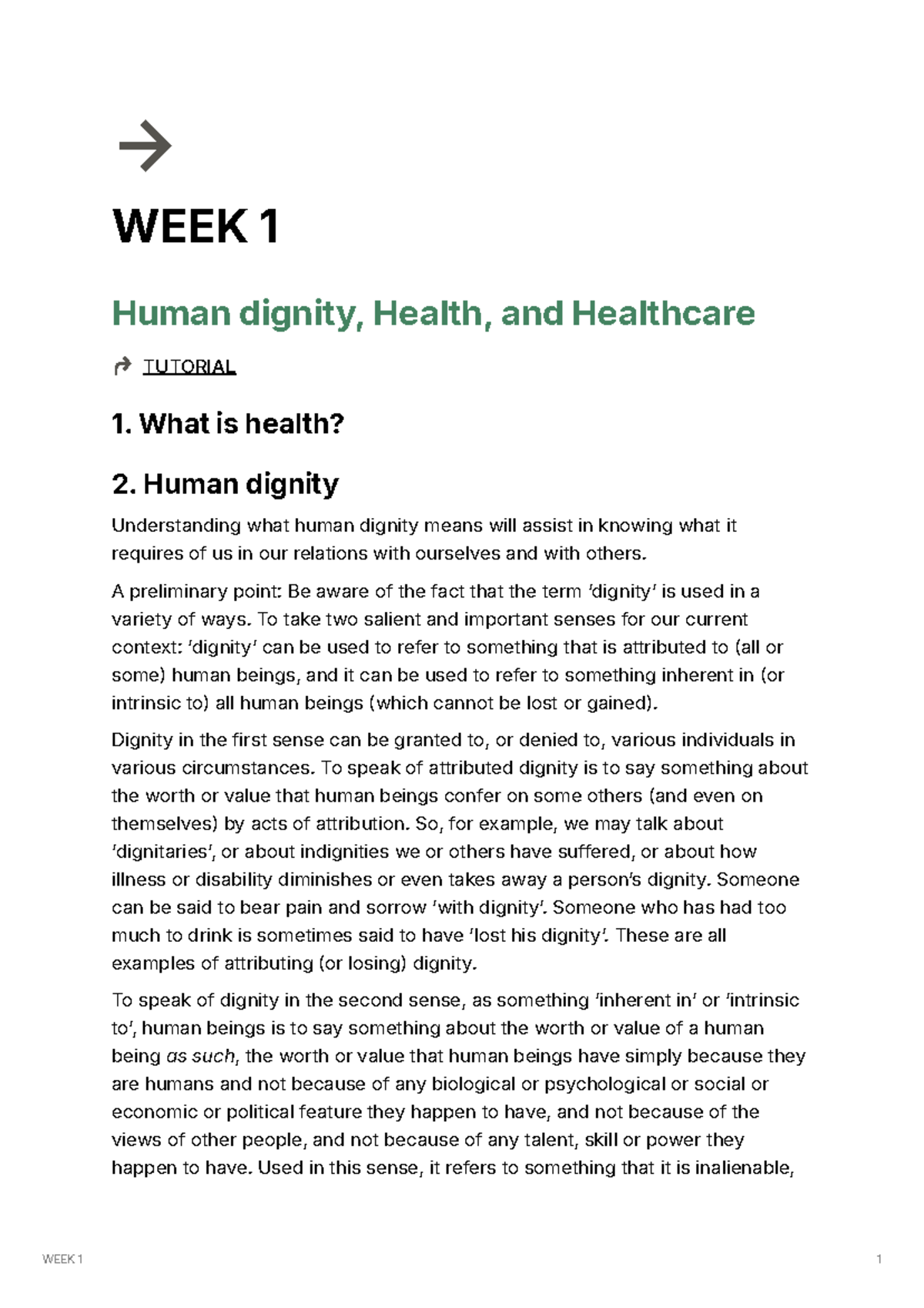 HLSC220 WEEK 1 - Healthcare systems only exist in society because ...