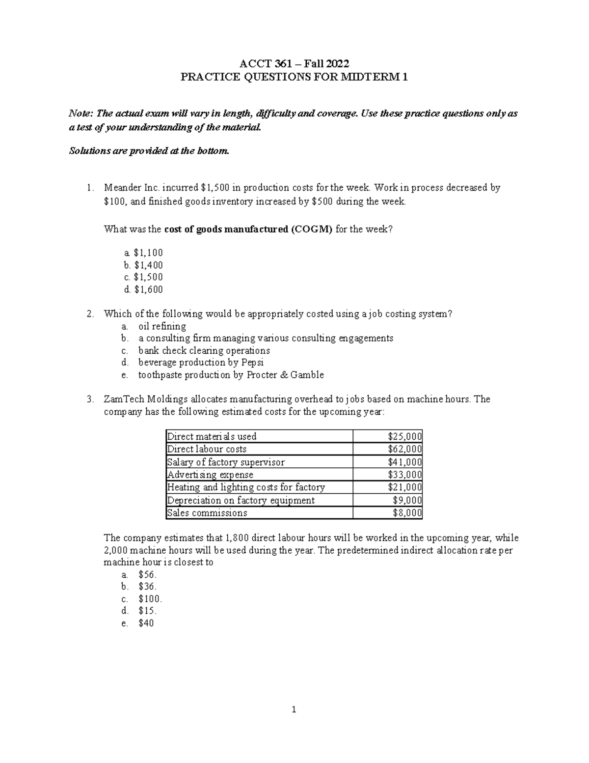 F22-acct361-practice midterm 1 - ACCT 361 – Fall 2022 PRACTICE ...
