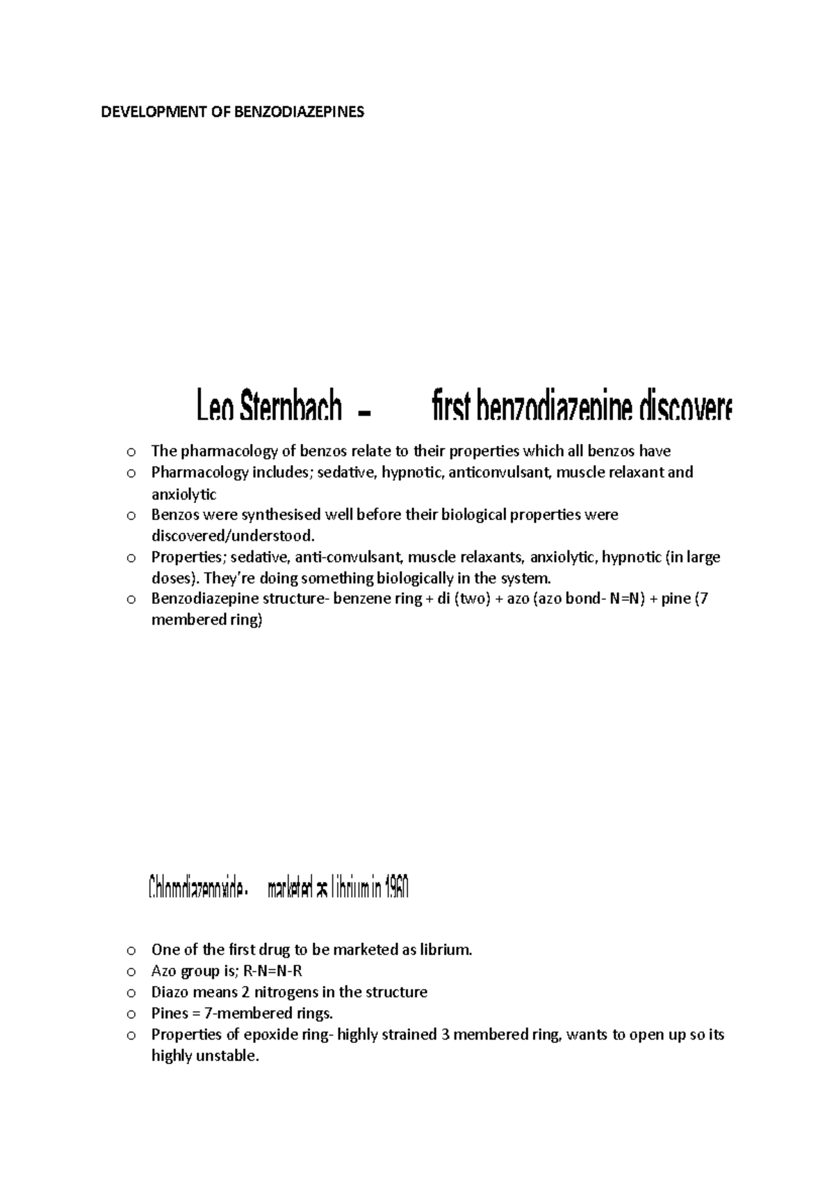 Development OF Benzodiazepines - DEVELOPMENT OF BENZODIAZEPINES Leo ...
